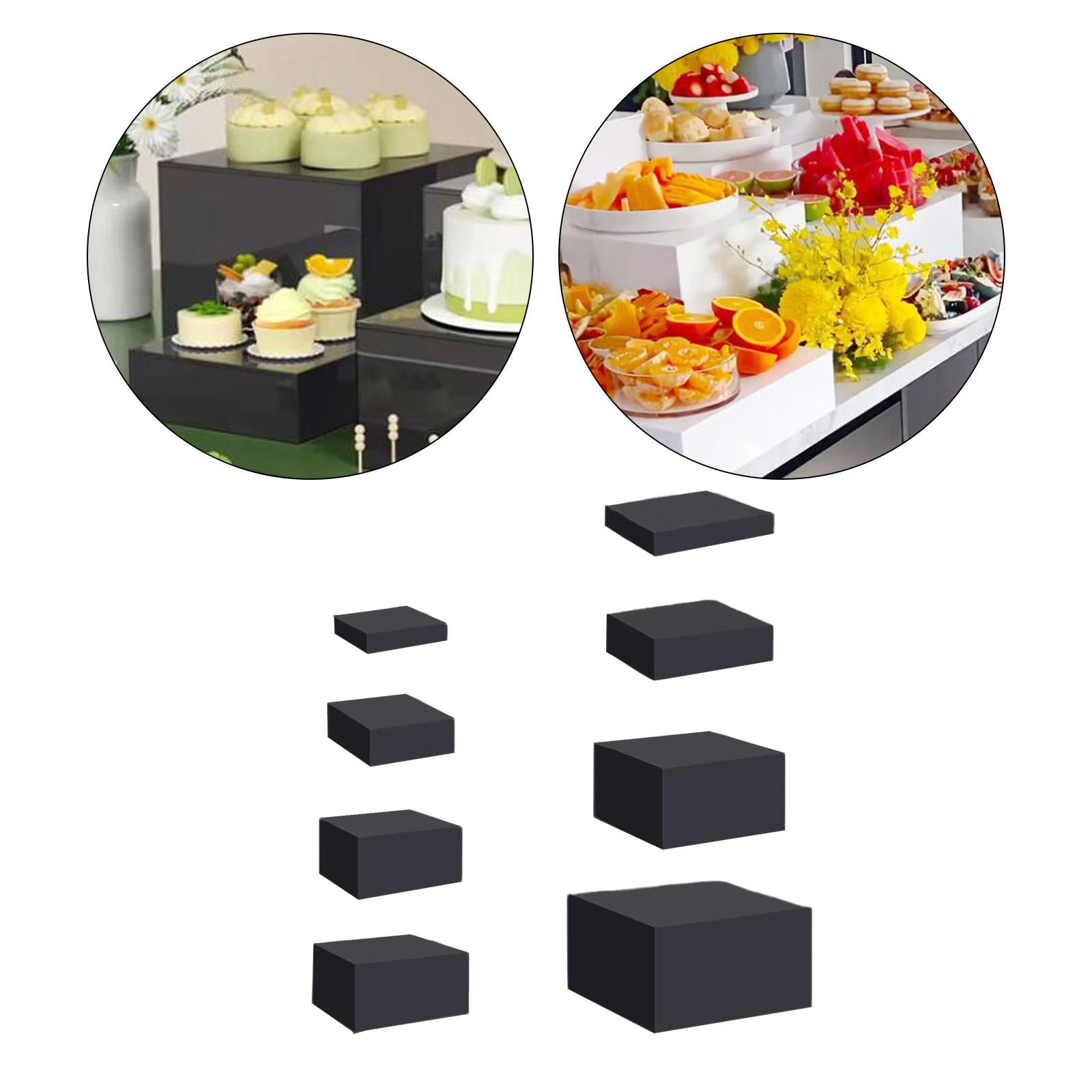 CUTICATE 8 Pieces Acrylic Display Riser Box, Buffet Riser for Table, 5 Sided, Nesting Riser Food ...