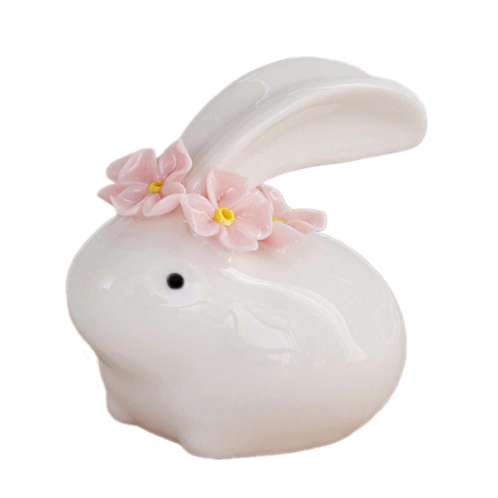 CUTICATE Animal Statue Rabbit Sculpture Ceramic Collectible Bunny ...