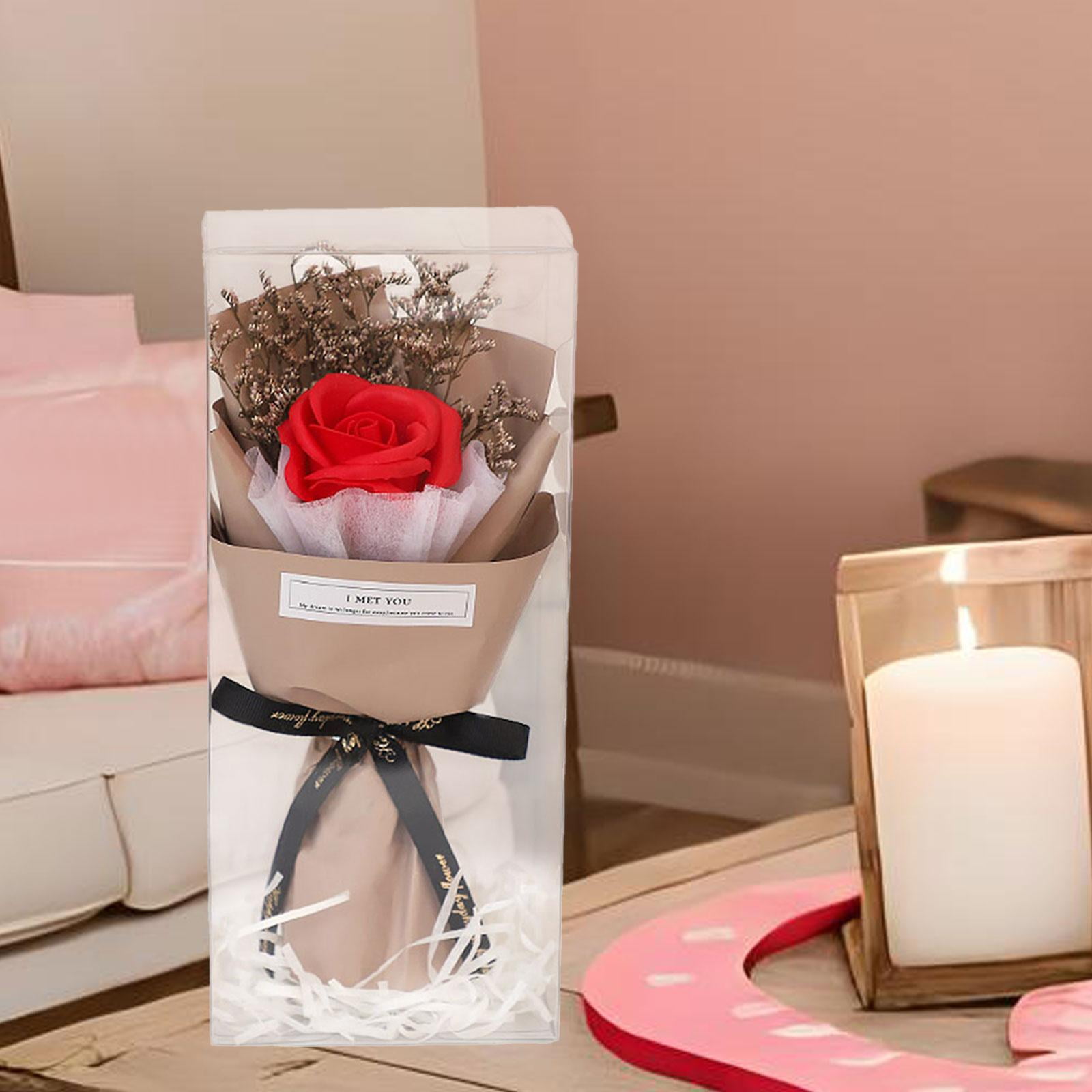 CUTICATE Artificial Soap Flower Bouquet Valentines Day Decor Table ...