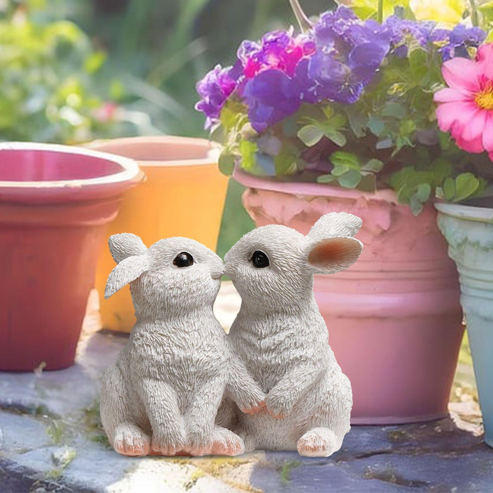 CUTICATE Bunny Rabbits Figurine Resin Decoration Fairy Garden Sculpture ...
