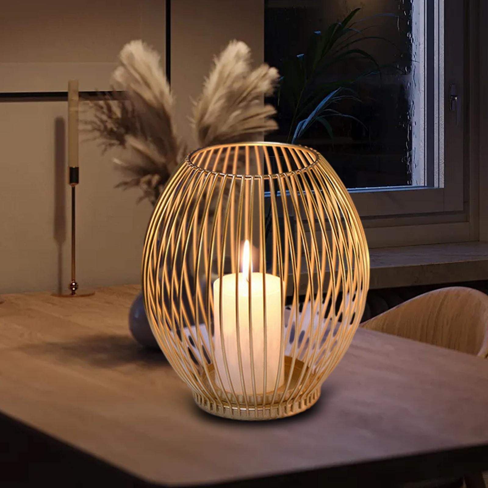 CUTICATE Candles Stand Metal Cage Candlestick Dining Room Pillar Candle ...