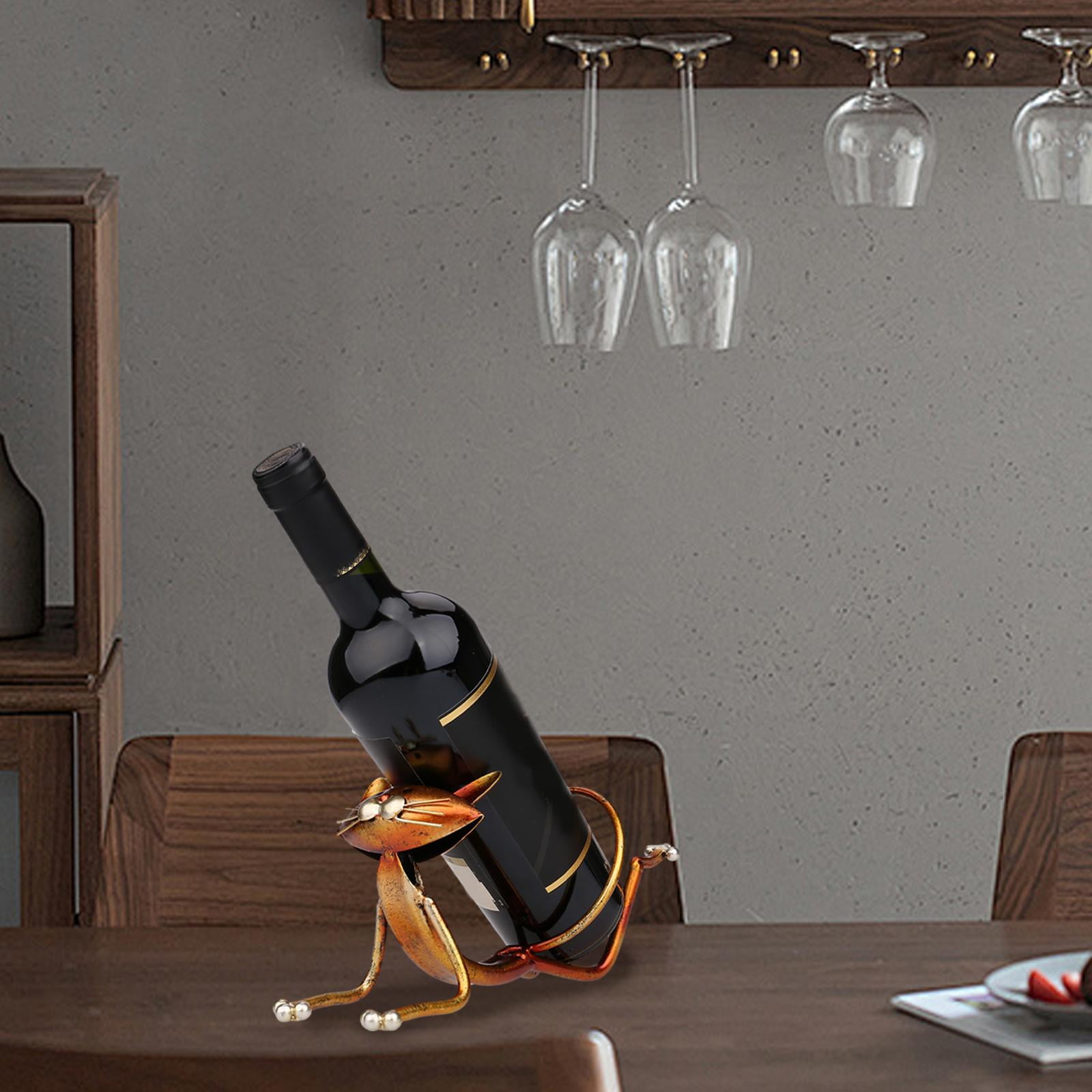 CUTICATE Cats Bottle Holder Metal Sculpture Stand Tabletop Decor Fun ...