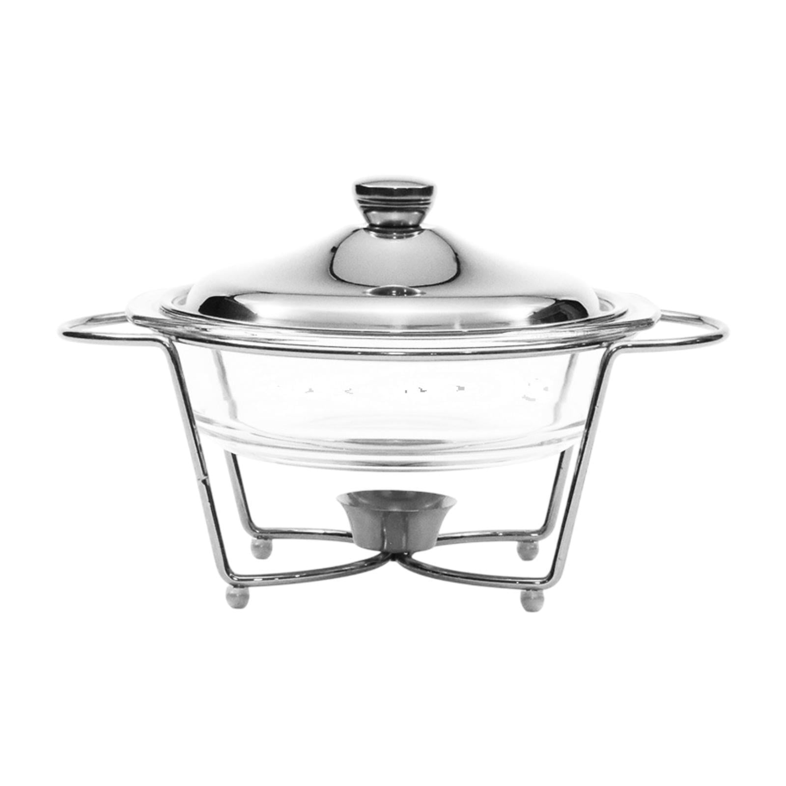 CUTICATE Chafing Dish Buffet Round Glass Container Chafers for Catering ...