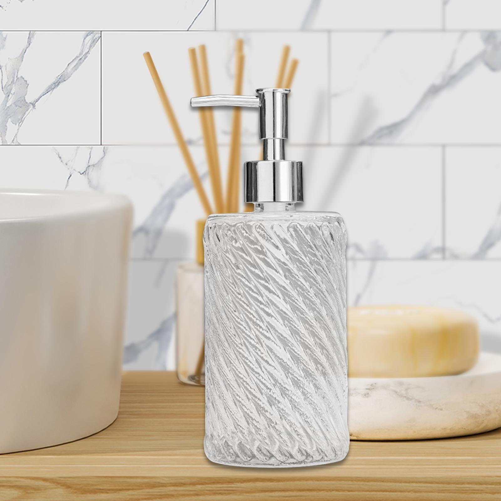 CUTICATE Clear Glass Soap Dispenser Empty 420ml Lotion Dispenser Bottle Pump Soap Container for ...