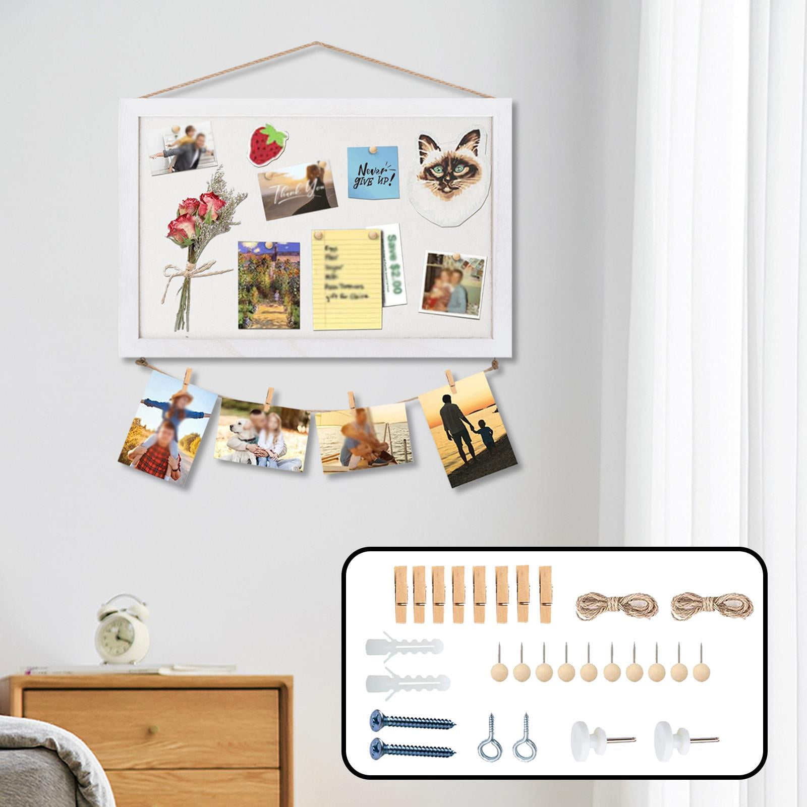 CUTICATE Cork Board Wall Mounted Board Retro Design Wood Frame Hanger ...