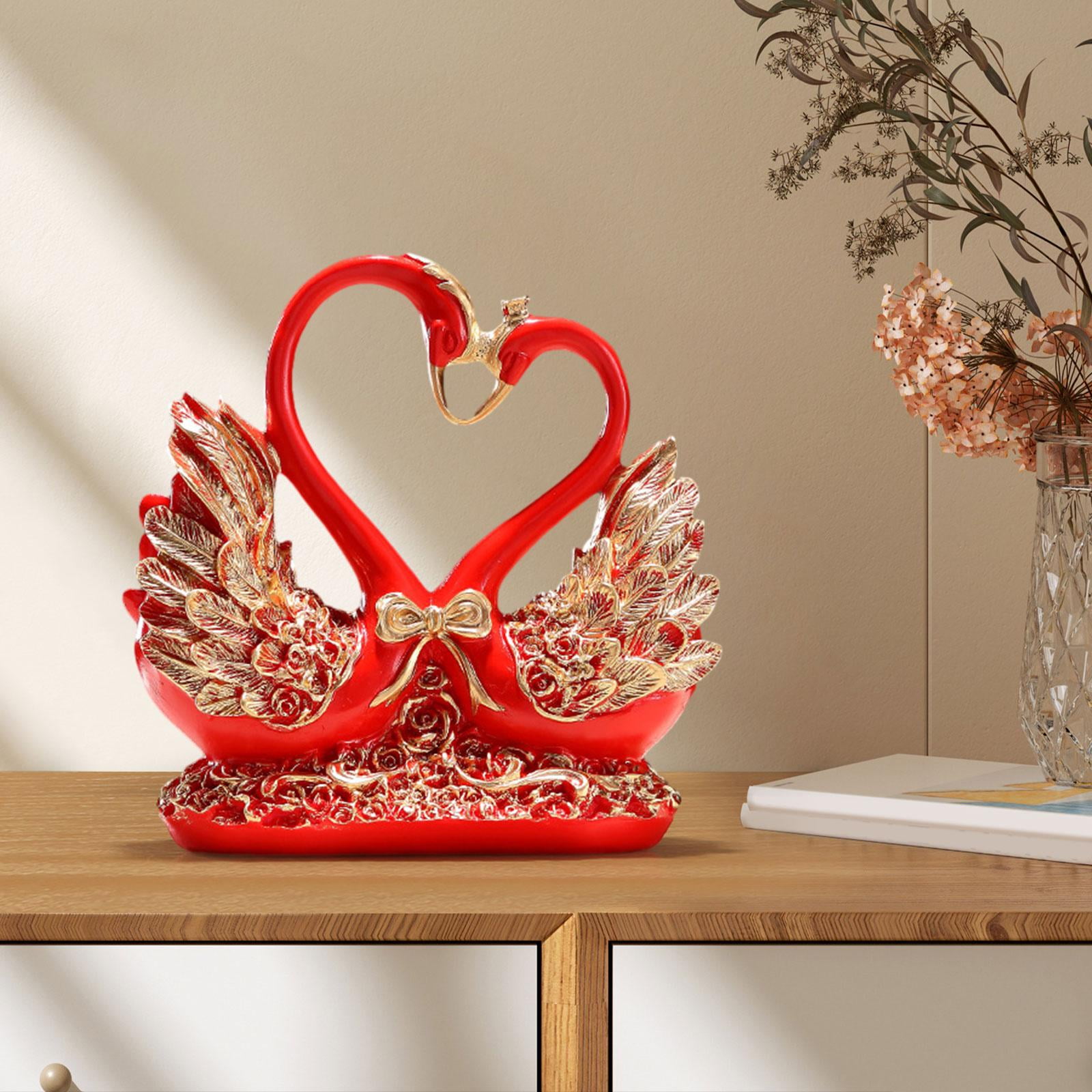 CUTICATE Couple Swan Figurine Art Craft Ornament Collection Swan Statue Valentine’S Day Gift for ...