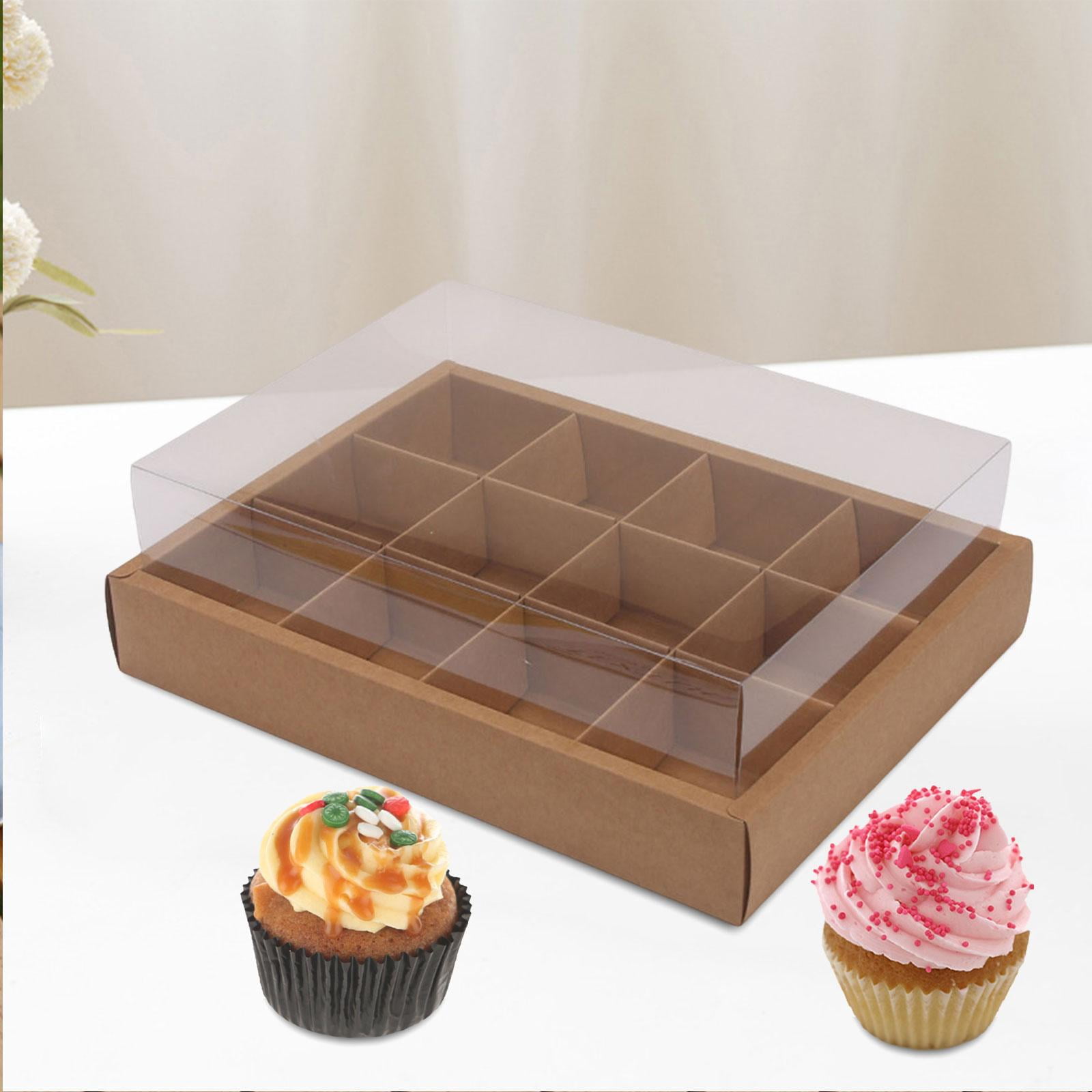 CUTICATE Cupcake Box with Window Cupcake Carrier with Insert Food Grade ...