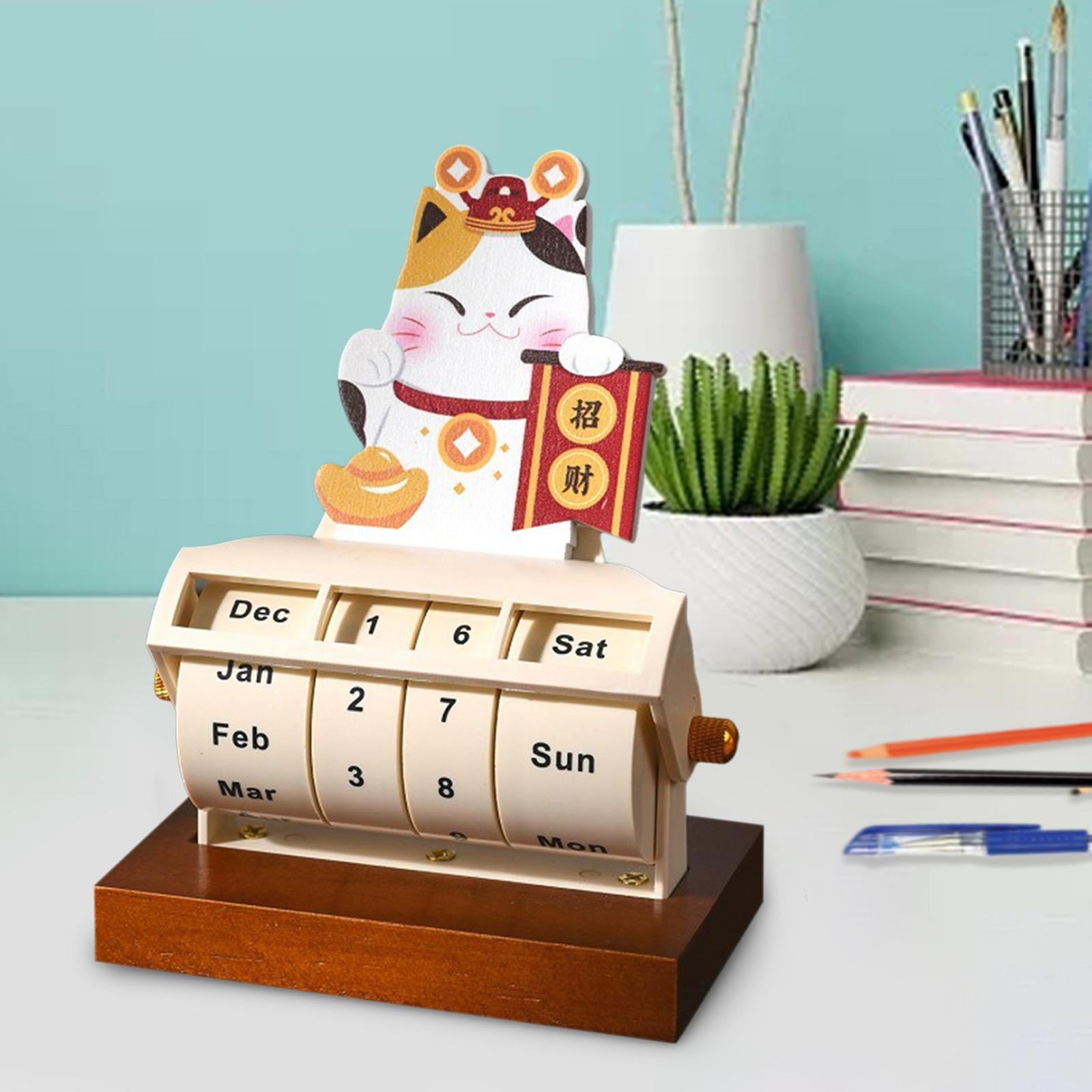 CUTICATE Desk Calendar Perpetual Calendar Home Ornaments Portable ...