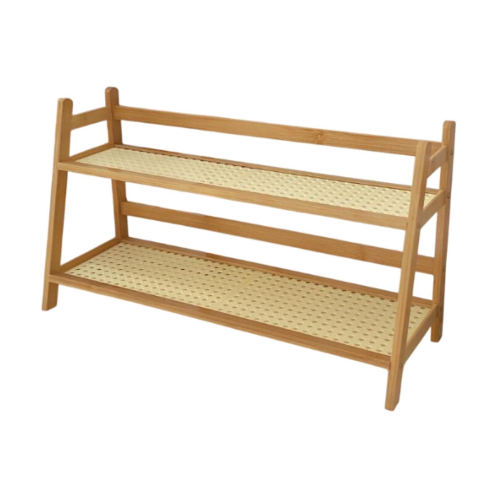 CUTICATE Desk Organizer Bamboo Double Layer Rack Desktop 2 Tier Ladder ...