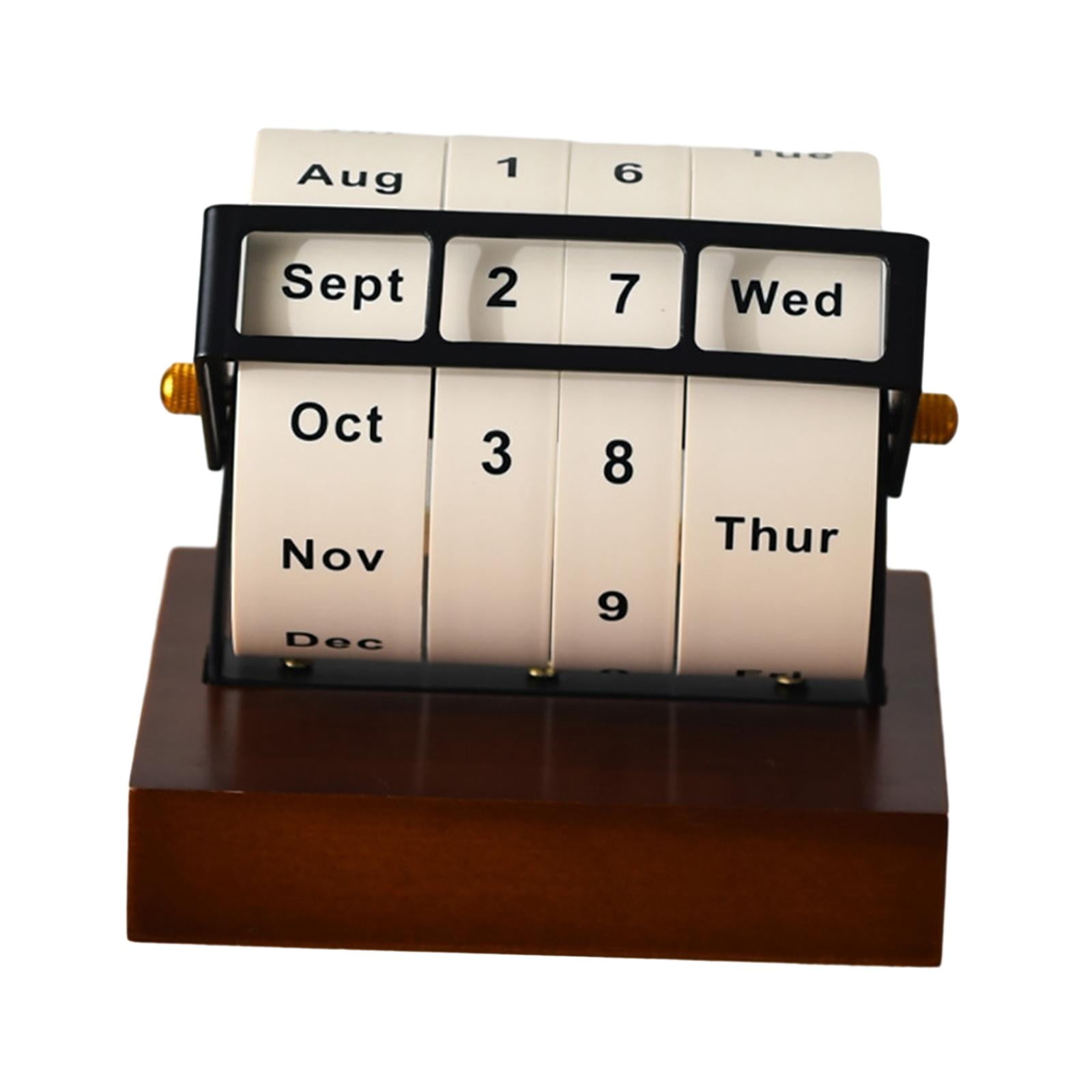 CUTICATE Desktop Calendar Perpetual Calendar Photo Props Wooden Rotary Calendar for Countertop ...