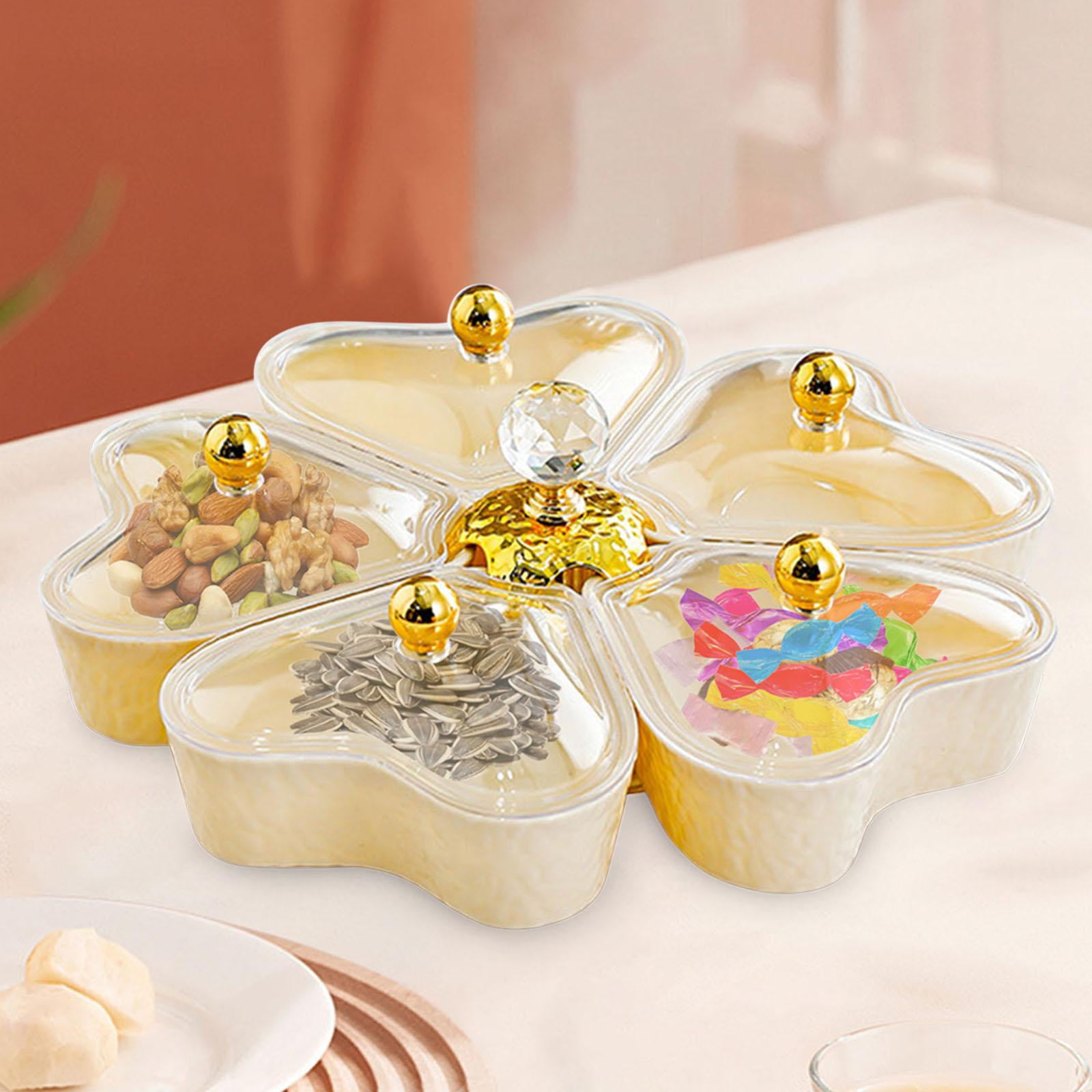 CUTICATE Divided Serving Dish, 5 Compartment Snack Platter Rotating ...