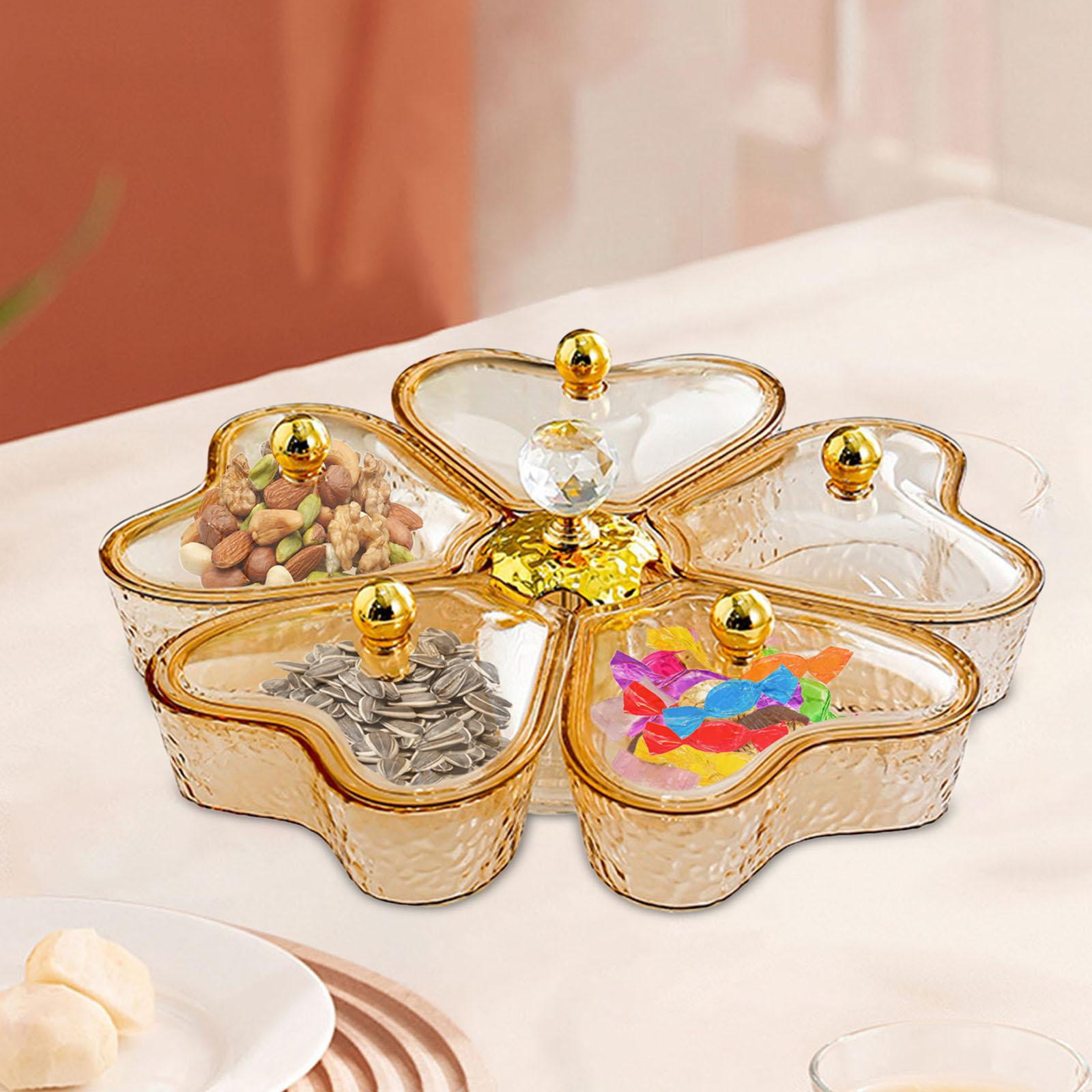 CUTICATE Divided Serving Dish, 5 Compartment Snack Platter Rotating ...