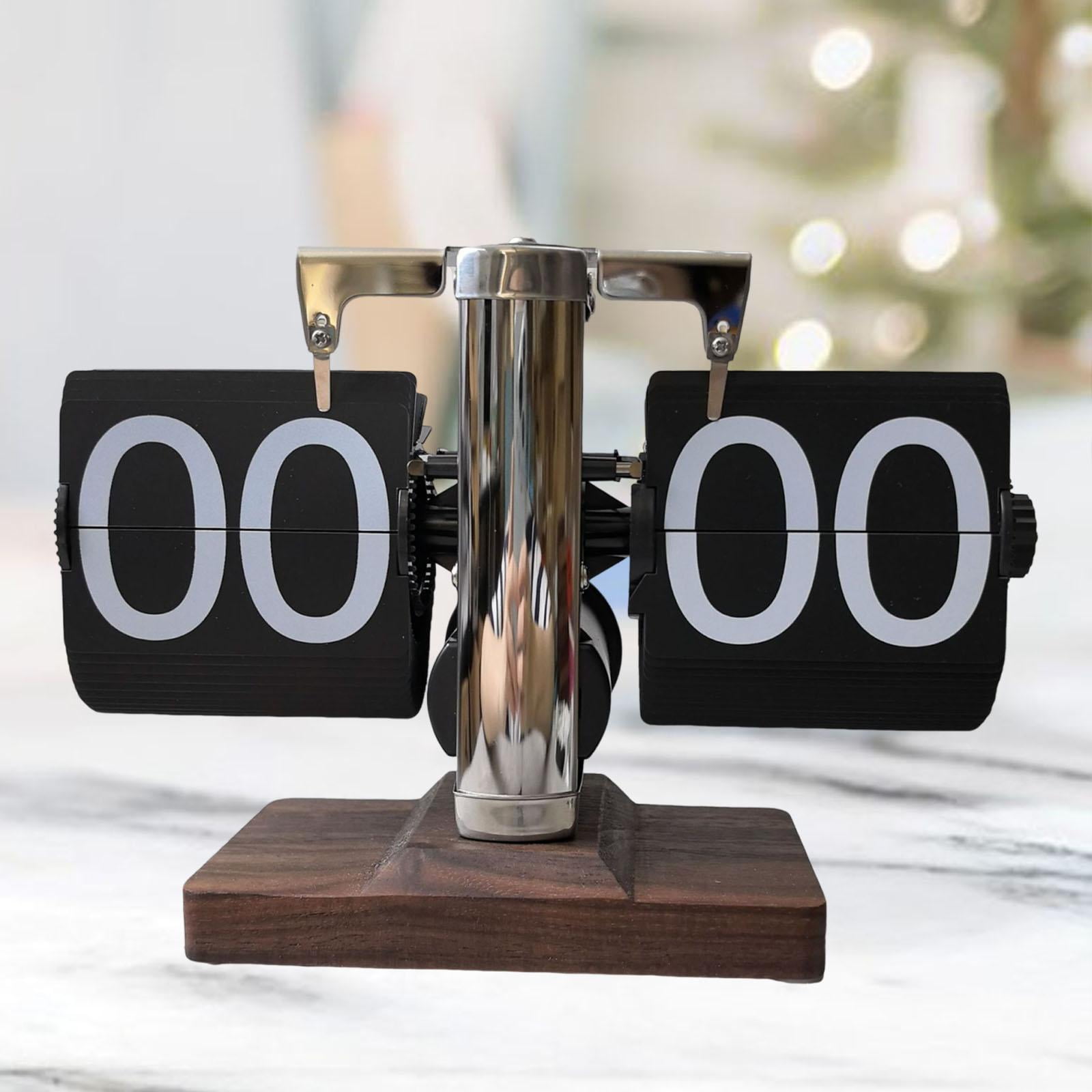 CUTICATE Flip Desk Clock Flip Down Wooden Base Vintage Design Table ...