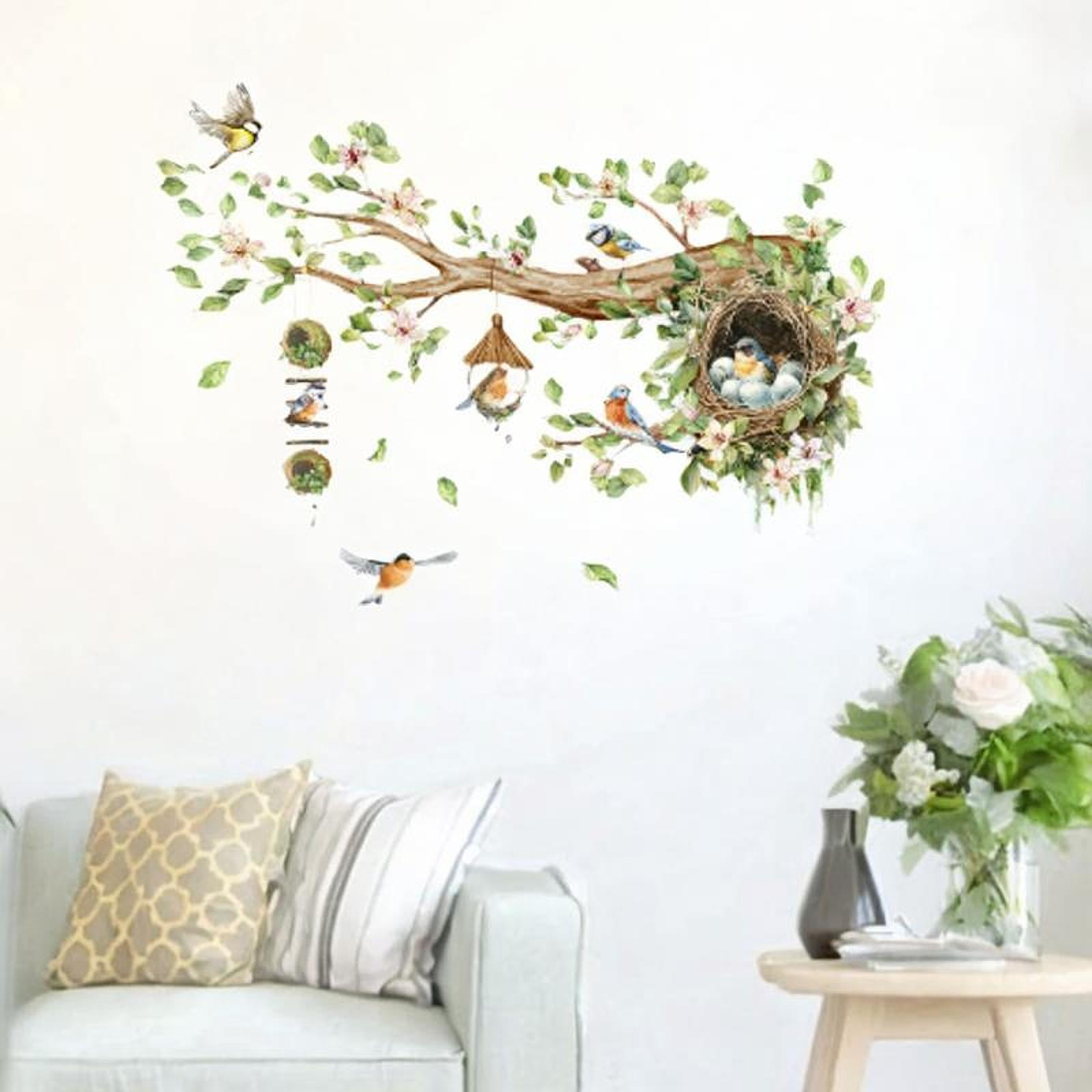 CUTICATE Flower Birds Wall Sticker Wallpaper Waterproof Backdrop PVC ...
