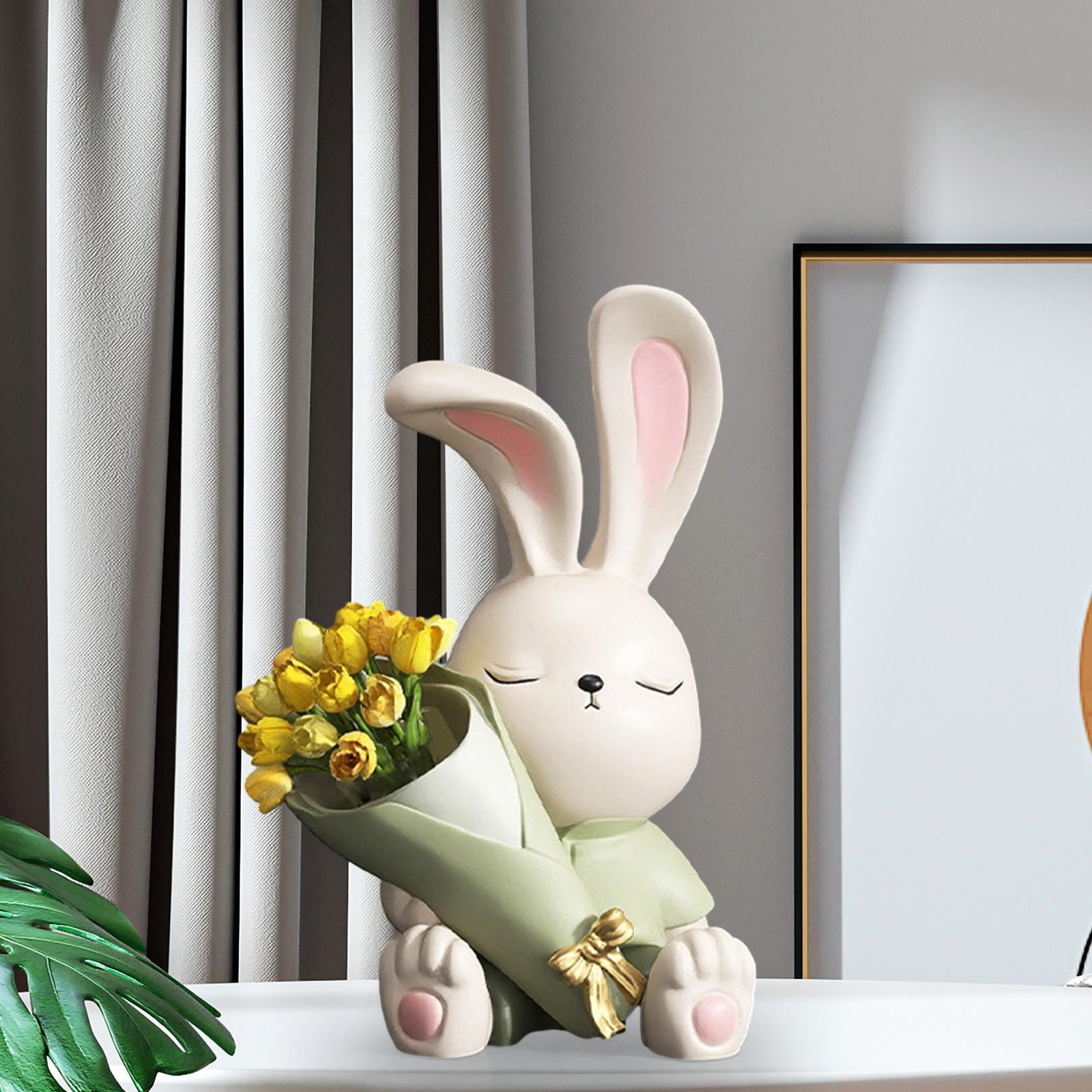 CUTICATE Flower Vase Rabbit Figurine Sculpture Decors Desktop Bud Vase ...