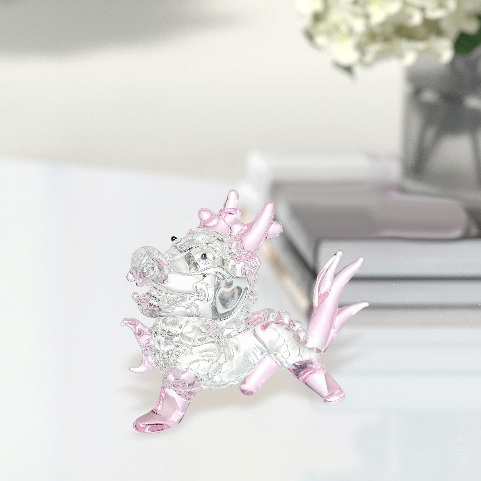 CUTICATE Glass Dragon Figurine Animal Sculpture Art Decorative ...