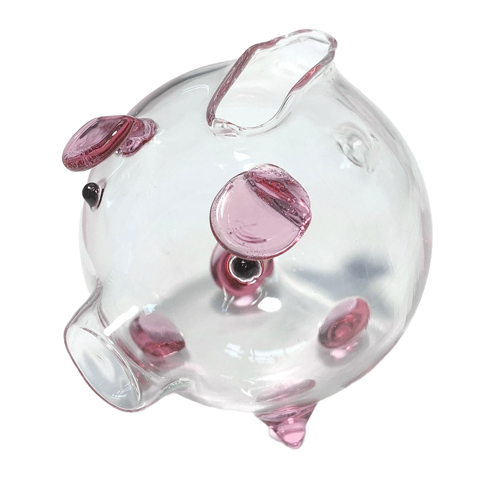 CUTICATE Glass Pig Piggy Bank Money Saving Box Ornament Pig Sculpture ...