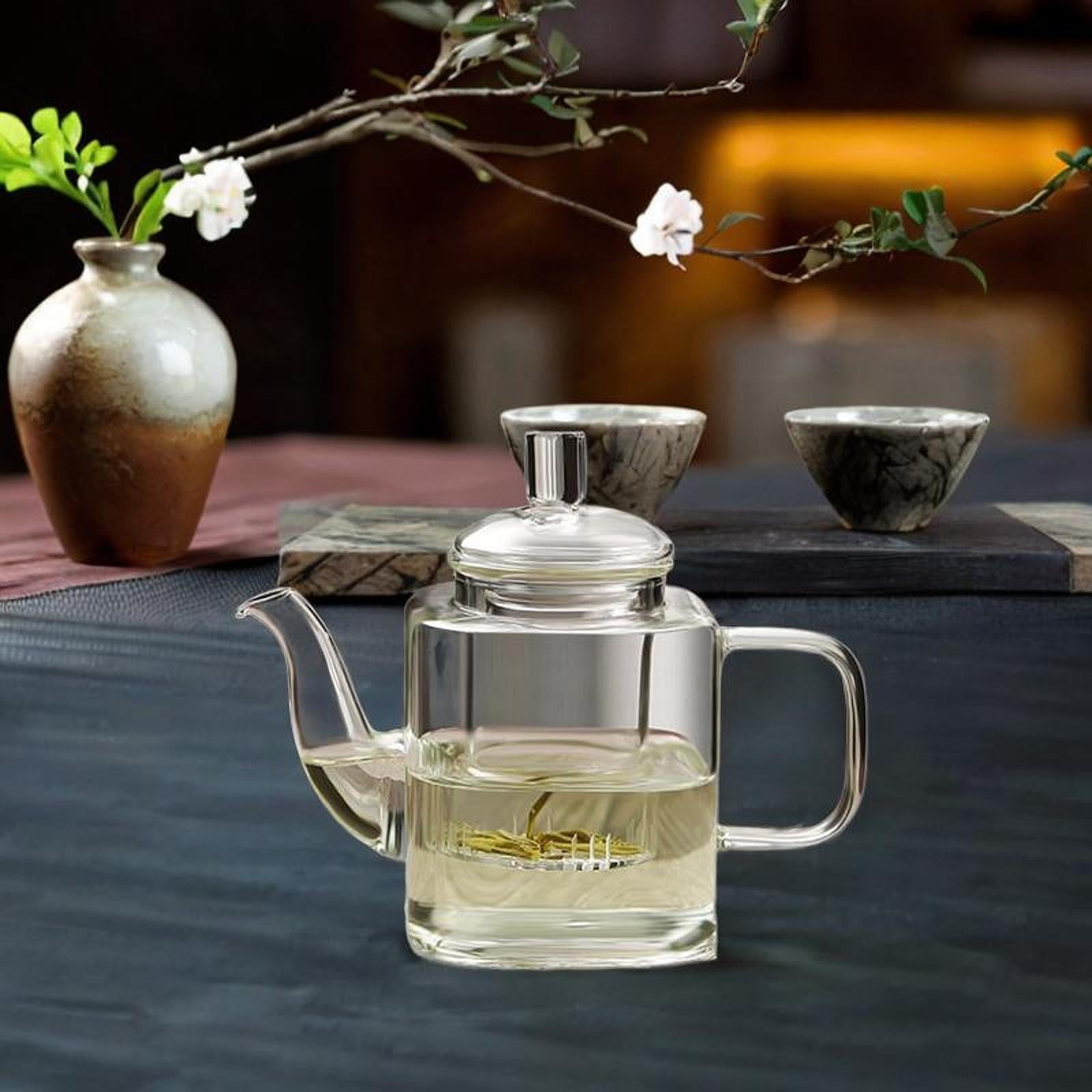 CUTICATE Glass Teapot Blooming Tea 350ml Kung Fu Tea Pot Stovetop with Removable Infuser Clear ...