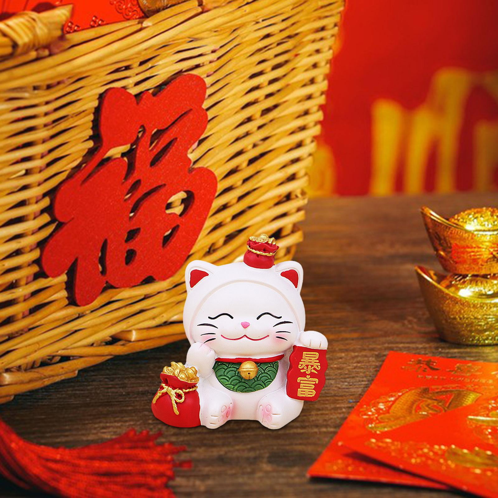 CUTICATE Lucky Cat Figurine Animal Sculpture Cute Cat Statue Kitten ...