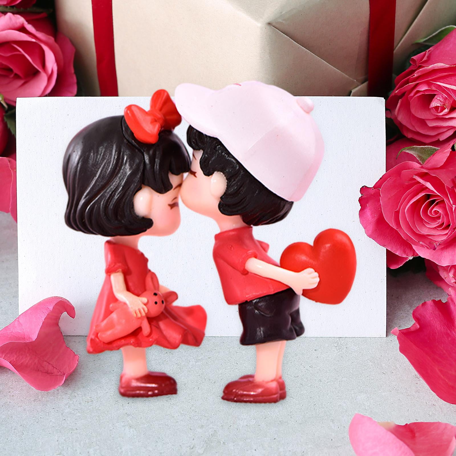 CUTICATE Miniature Couple Figurines Cute Statue Cartoon Small Sculpture ...