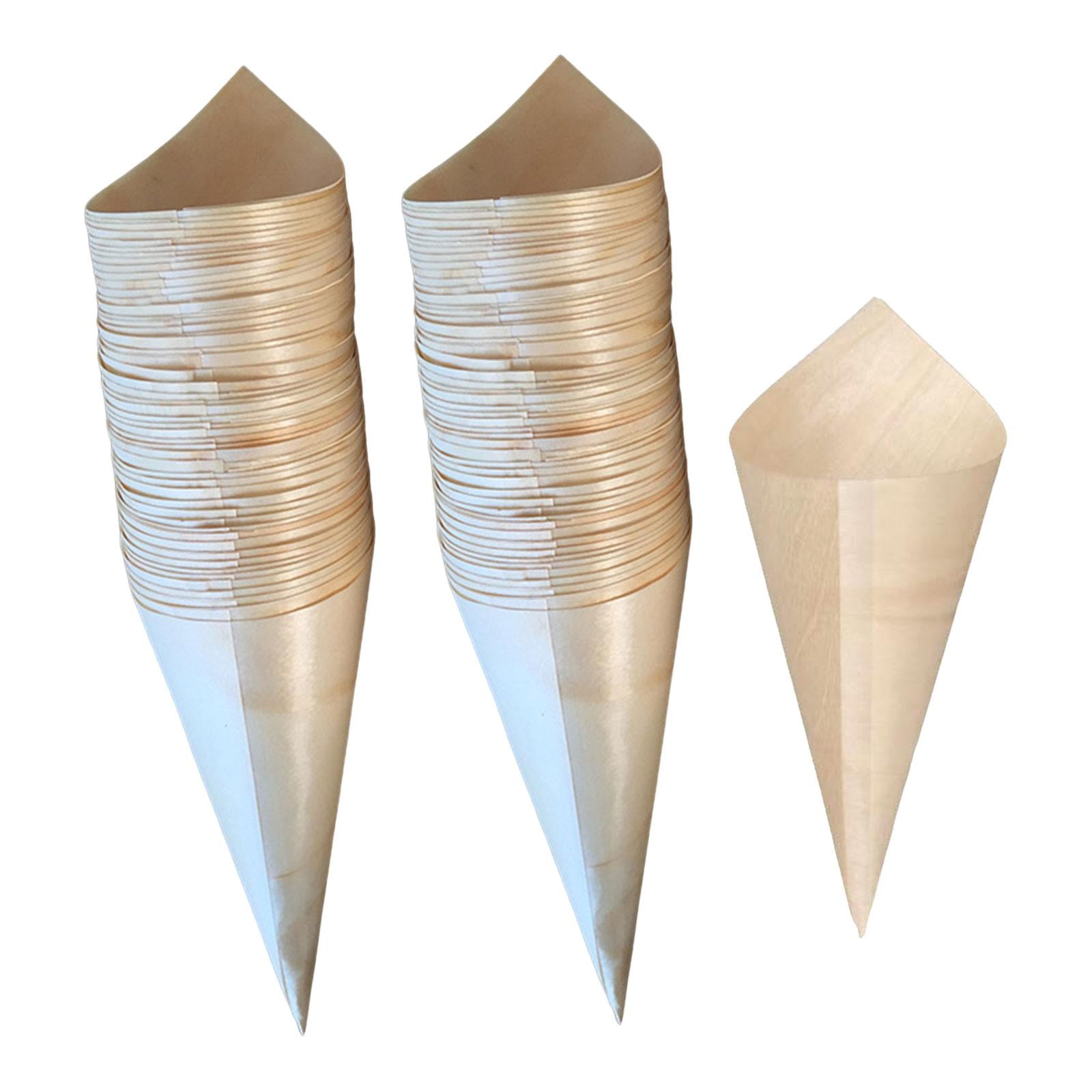 CUTICATE Pack of 100 Food Cones, Disposable Ice Cream Cone Holders ...