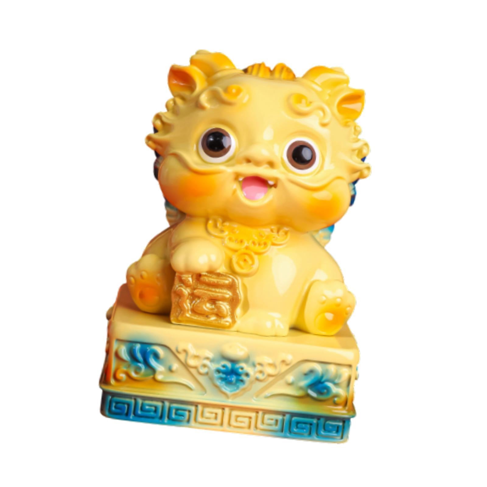 CUTICATE Pi Yao Jade Seal Statue Fengshui Resin Figurine Collectible ...