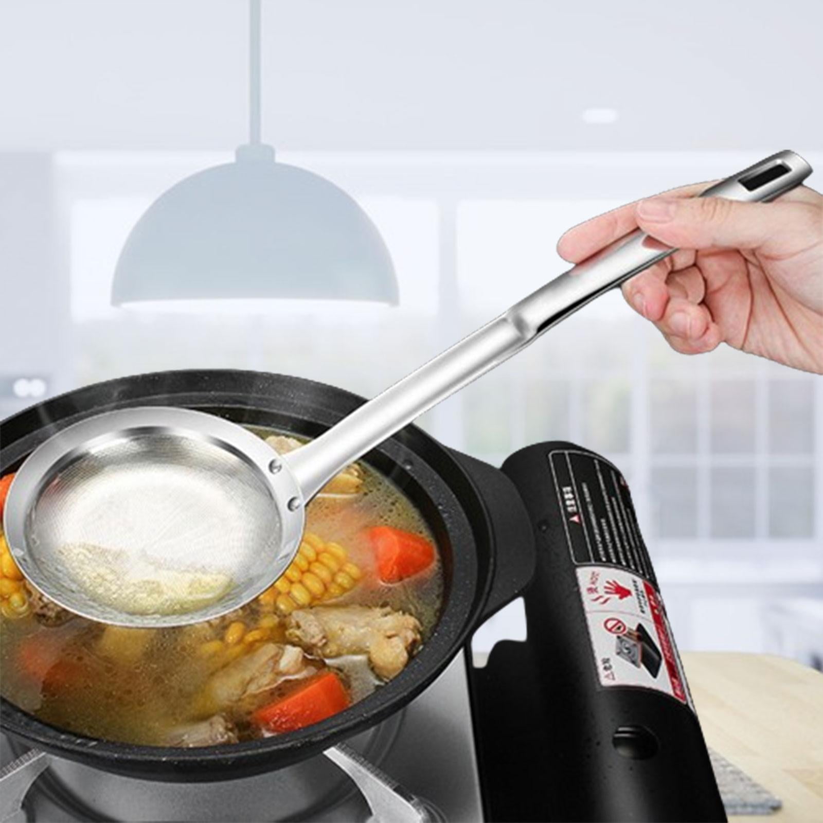 CUTICATE Stainless Steel Fats Skimmer Spoon Fine Mesh Sieve Fine Mesh Frying Skimming Hot Pot ...