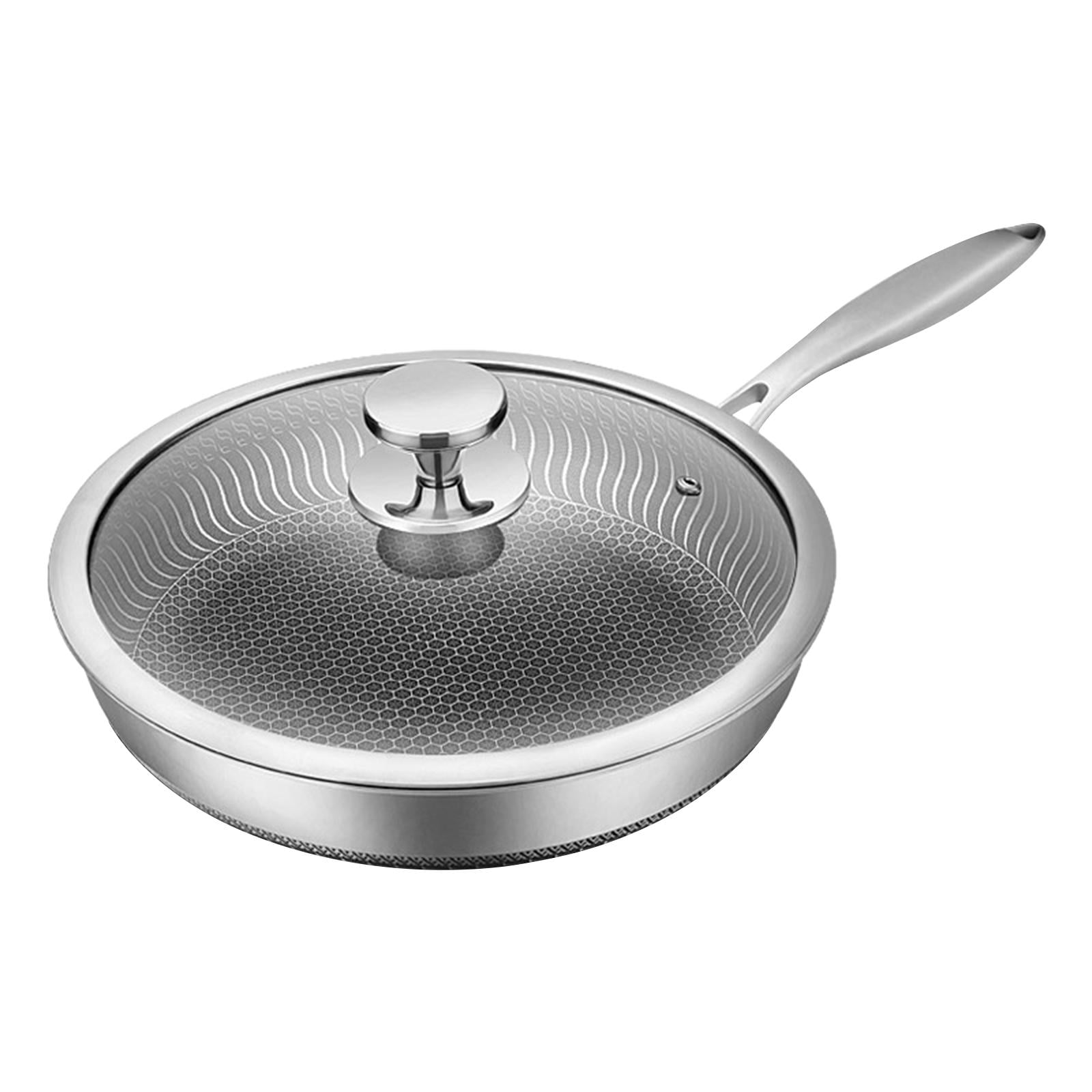 CUTICATE Stainless Steel Woks Stir Fry Wok with Lid Cooking Wok Easy to ...