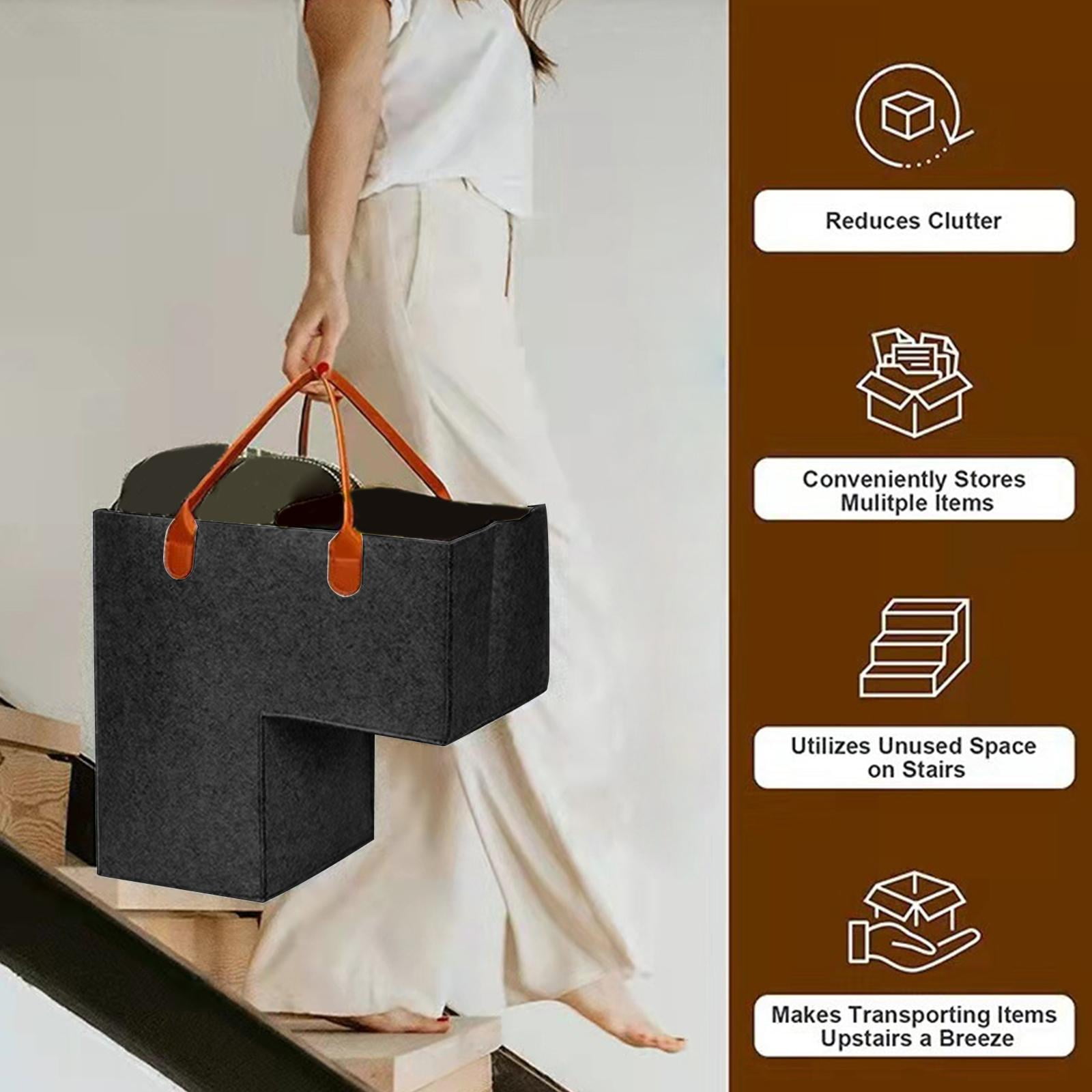 CUTICATE Stair Basket for Carpeted Stairs and Wooden Stairs, Felt ...