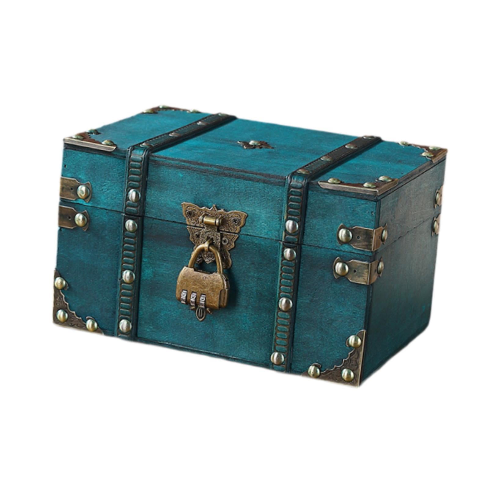 CUTICATE Treasure Chest Jewelry Organizer Wooden Gift Props Vintage ...