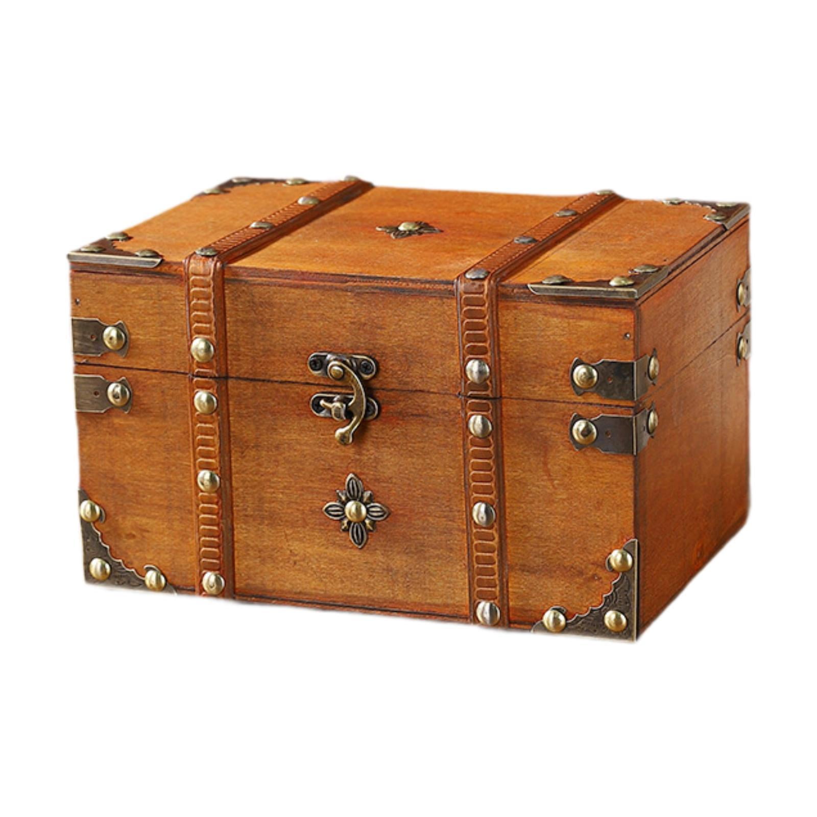 CUTICATE Treasure Chest Jewelry Organizer Wooden Gift Props Vintage ...