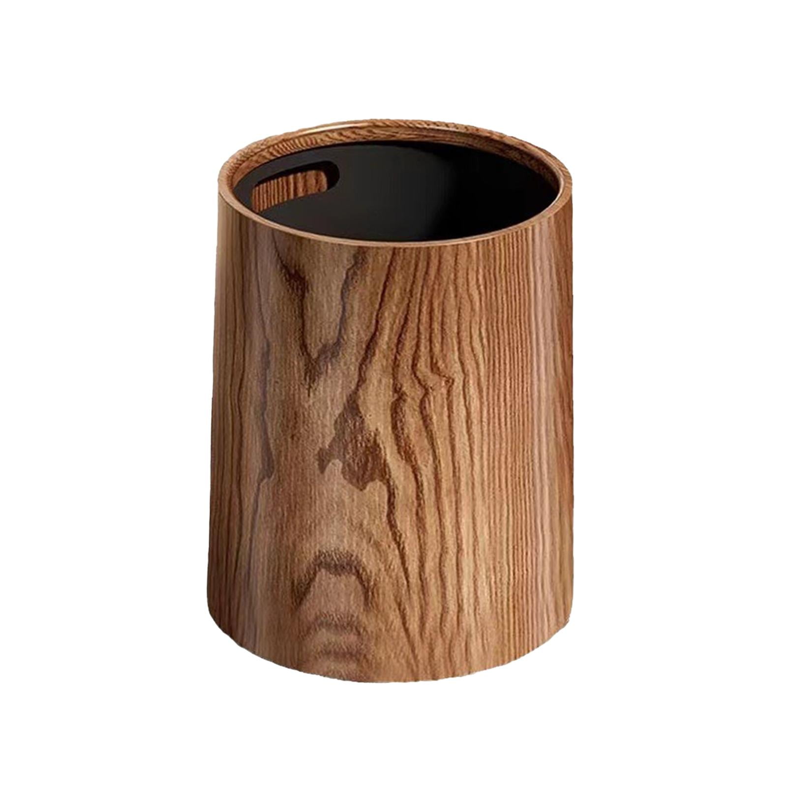 CUTICATE Wood Grain Trash Can Garbage Bin Large Capacity Fashion Waste Basket Toilet Paper ...