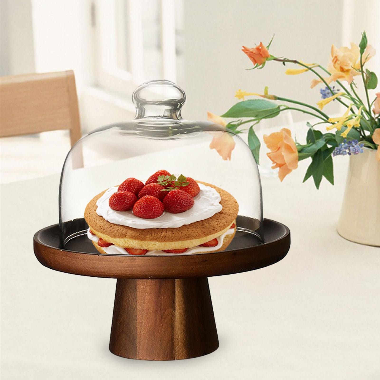 CUTICATE Wooden Cake Stand Serving Tray with Lid Decoration Pastries ...