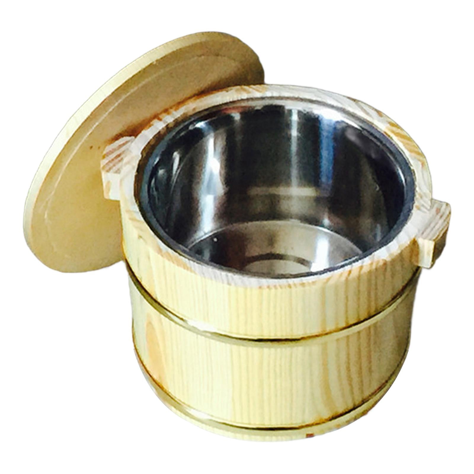 CUTICATE Wooden Rice Bucket Rice Mixing Tub with Lid Durable Round ...