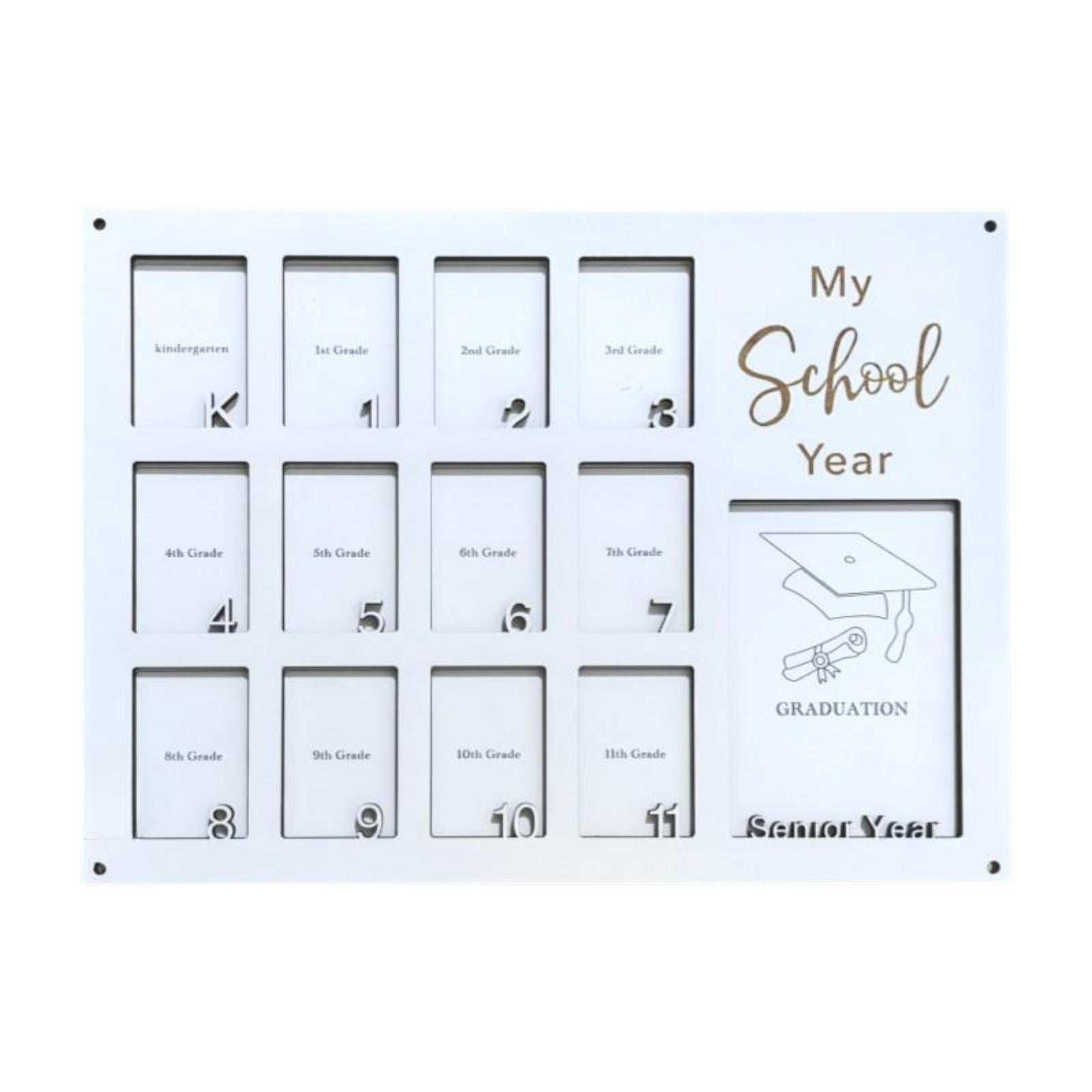 CUTICATE Wooden School Picture Frame Pre K to 12 40x30cm for Any Interior Lightweight White ...