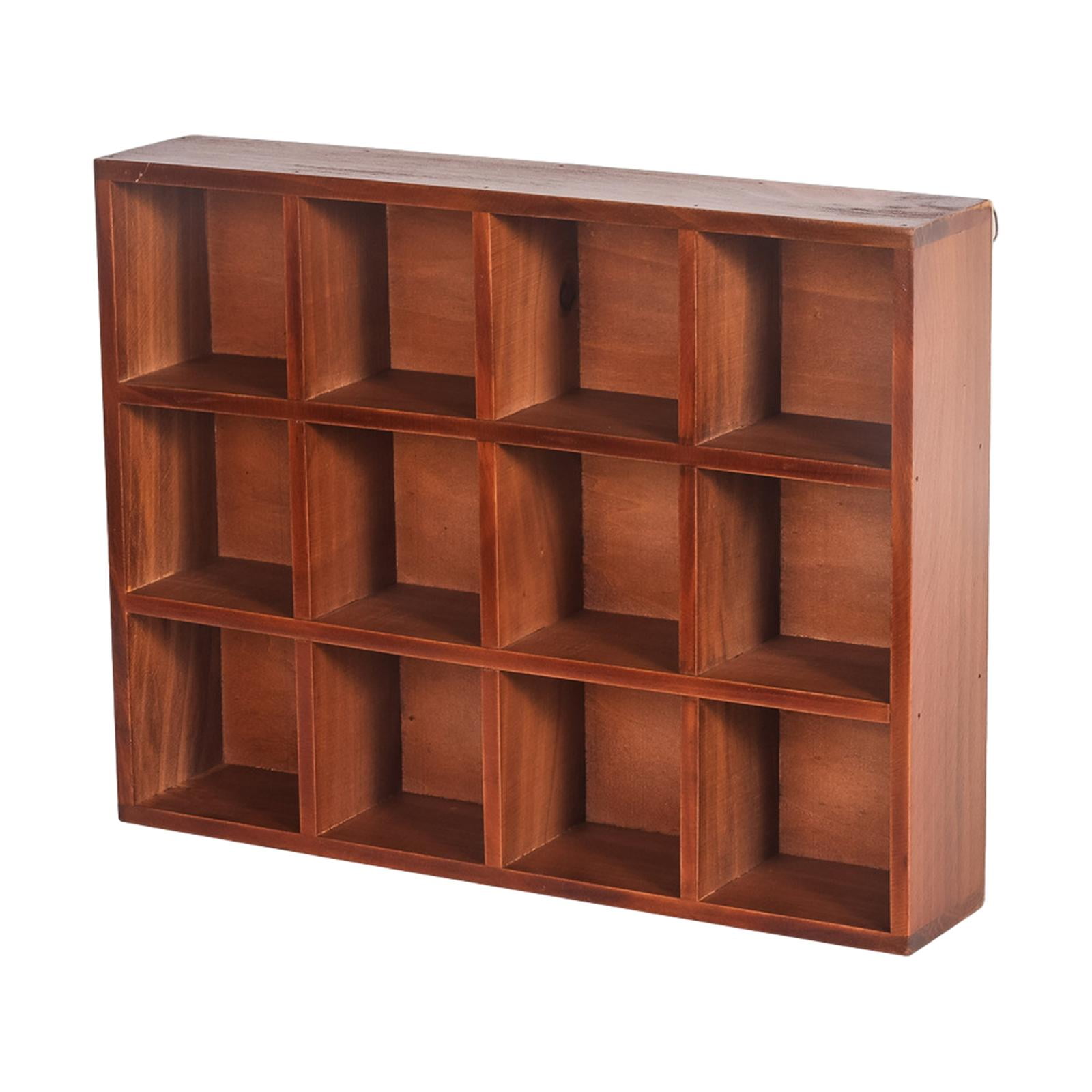CUTICATE Wooden Shadow Box 12 Compartment Display Shelf Shelving Unit ...