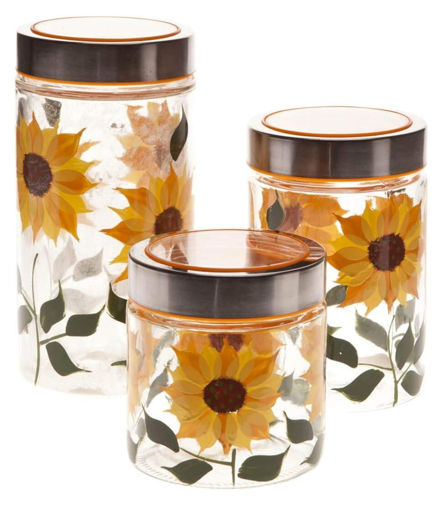 CUTIMAO Walter Sunflower Canisters, Set of 3 in Different Sizes, Clear ...