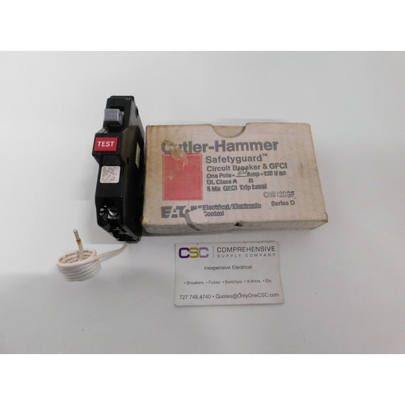 CUTLER HAMMER 20A AMP 1P POLE 10kA@120V BOLT ON GROUND FAULT GFCI ...