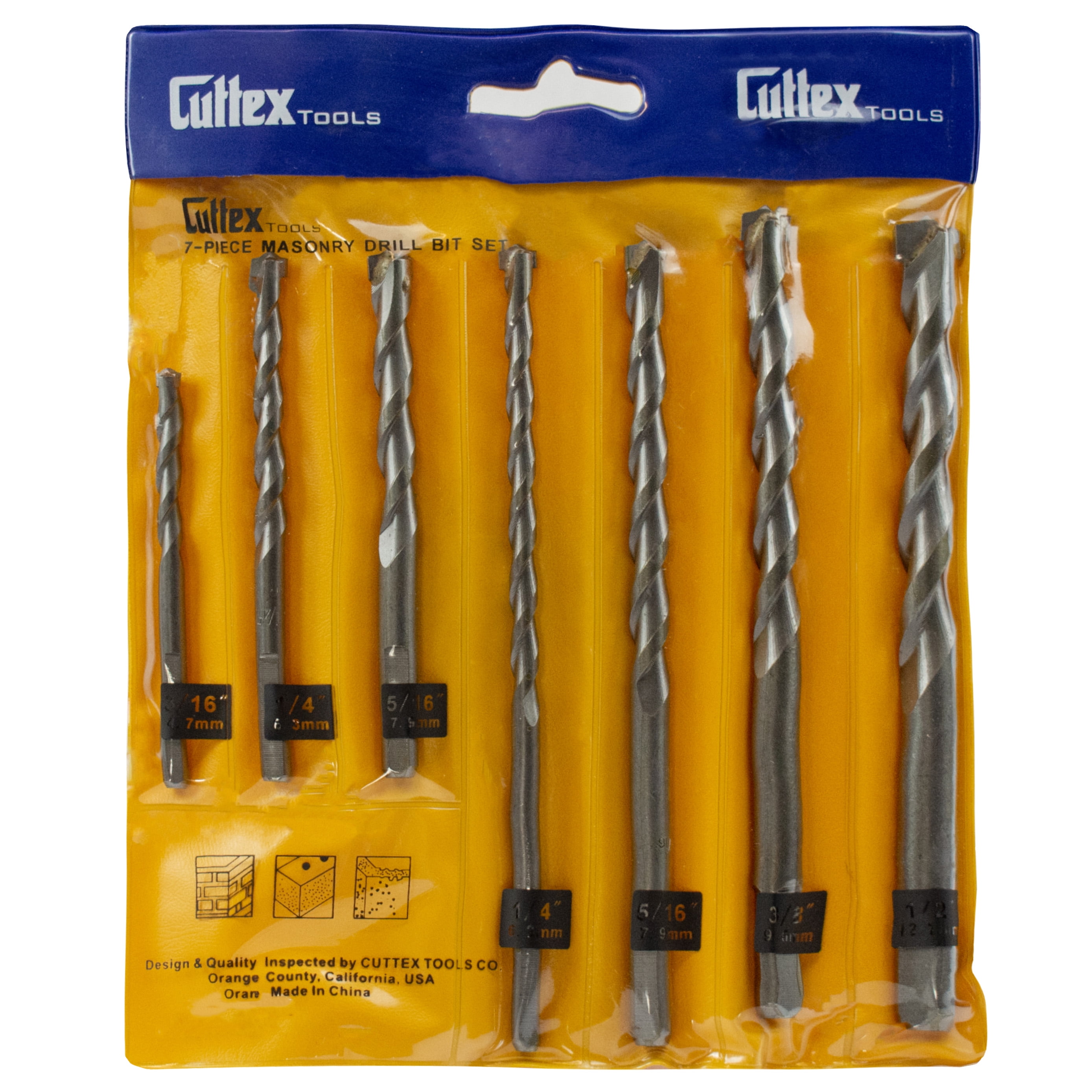 CUTTEX TOOLS Masonry Drill Bit Set 3/16 in.5 in Carbon Steel Carbide ...