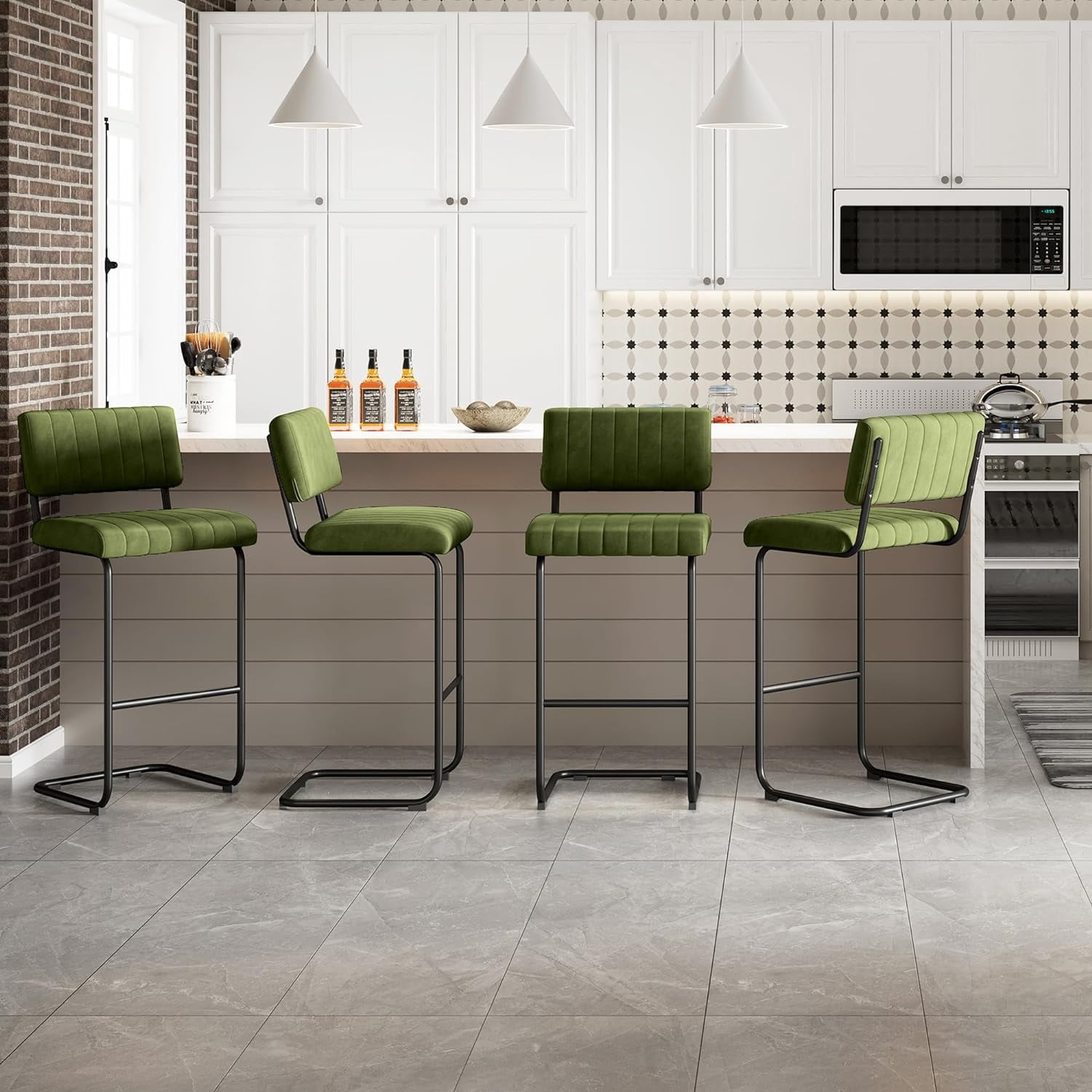 CUVBUOM 30 Inch Bar Stools Cantilever Counter Height Barstools ...