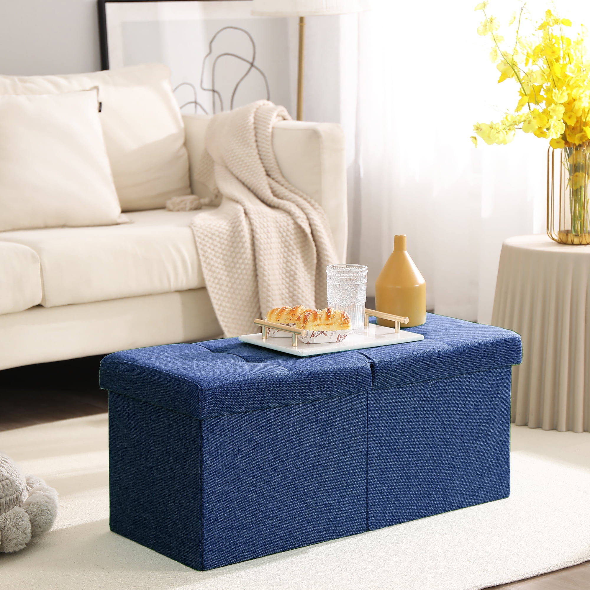Free Shipping! CUYOCA Storage Ottoman Bench Foldable Footrest End of ...