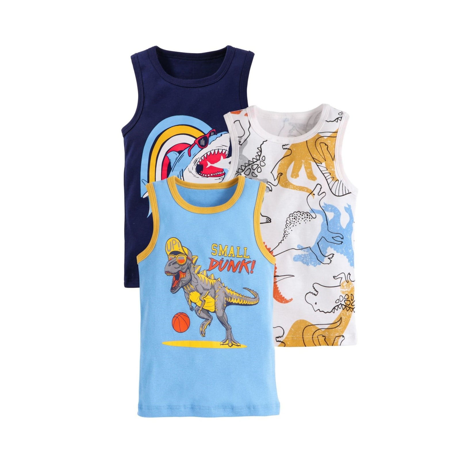 CUZIBR 3-Pack Boys Dinosaur Vests Tank Tops Sleeveless Tank Tops Vest ...