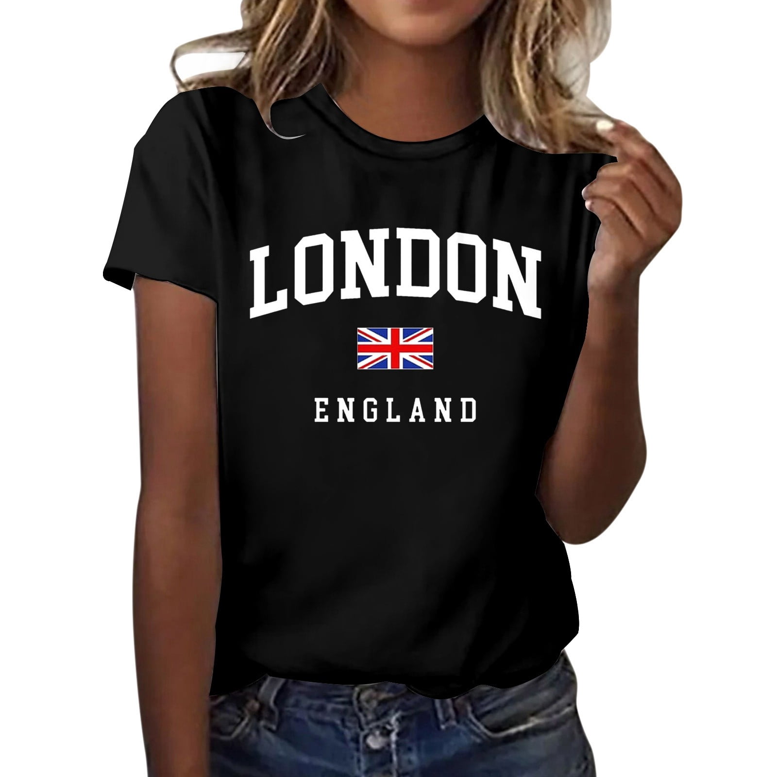 CUZIBR 4Th Of July Shirts For Women Basic Casual Short Sleeve Round ...