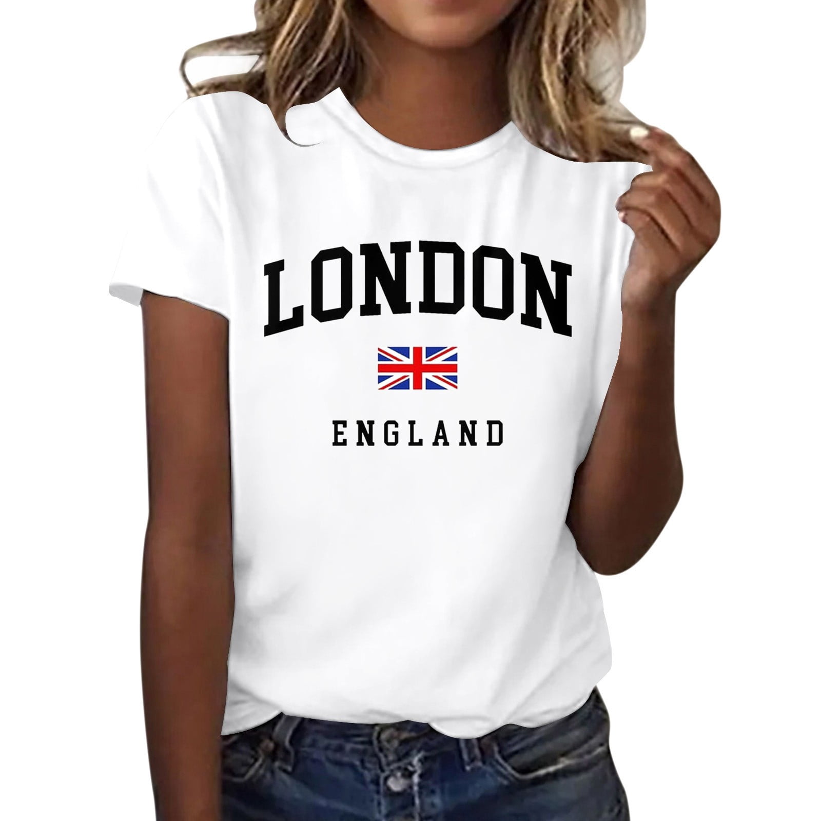 CUZIBR 4Th Of July Shirts For Women Basic Casual Short Sleeve Round ...