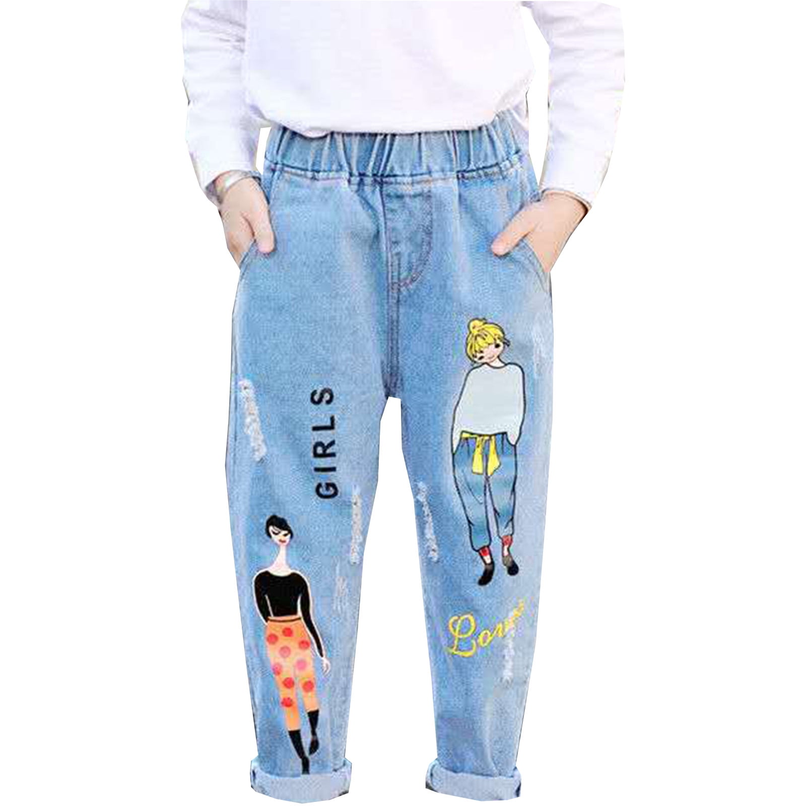 CUZIBR Autumn New Girls Jeans Slacks Fashion Casual Pants Big Small And ...
