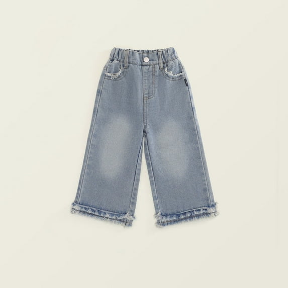 CUZIBR Baby Pants Fringe Straight Leg Distressed Denim Jeans Vintage ...