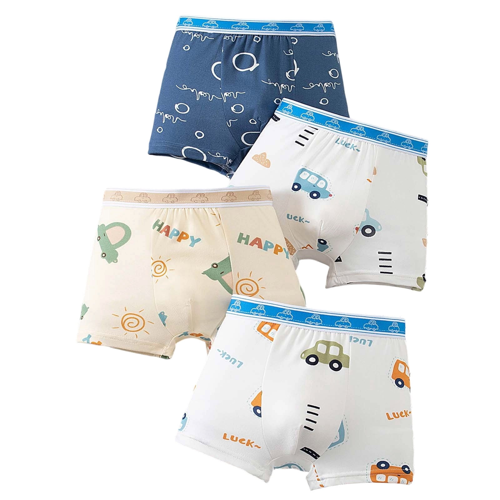 CUZIBR Boys Boxer Briefs 4-Pack Elastic Waistband Breathable Stretch ...