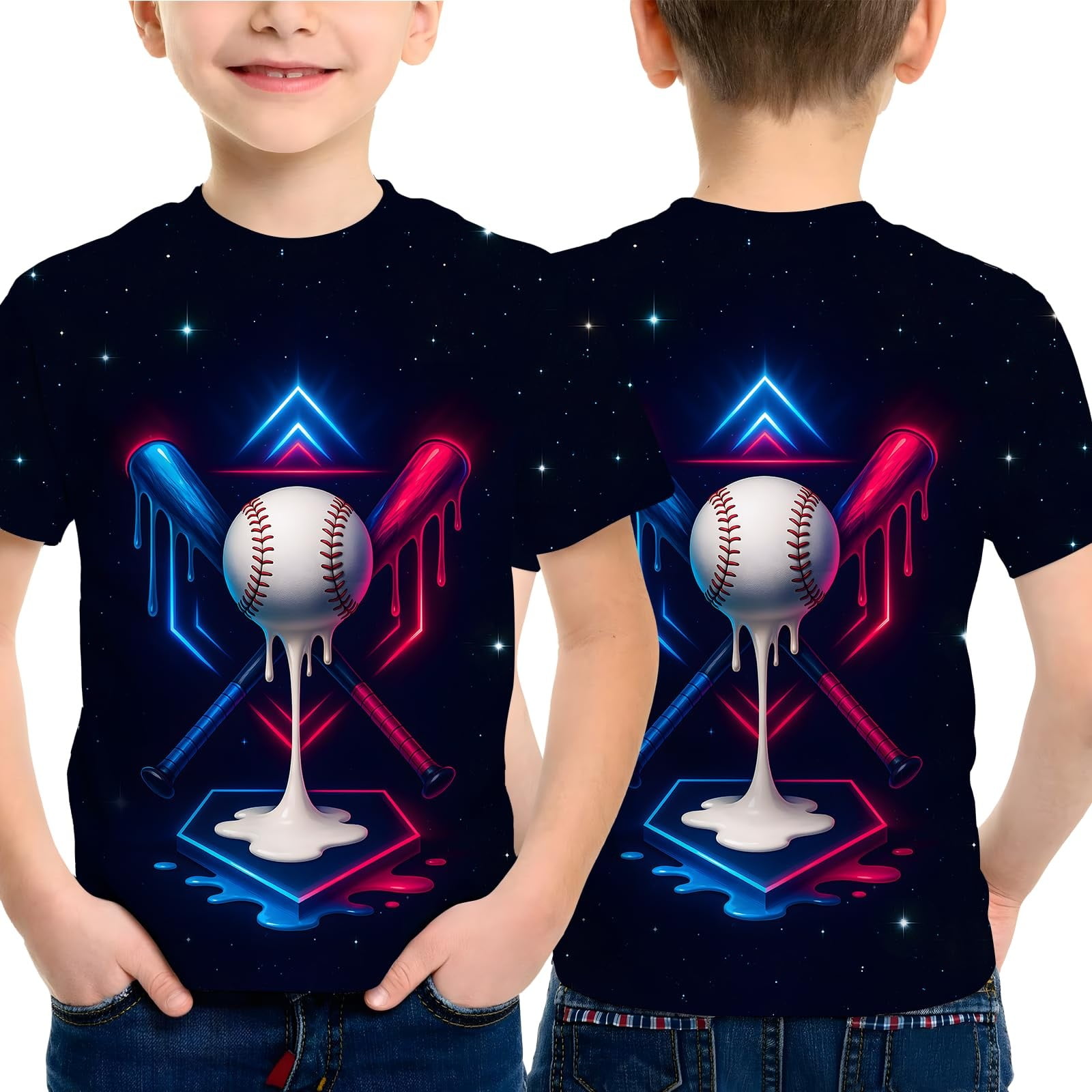 CUZIBR Boys Funny Graphic Print Tshirt Colorful Short Sleeve Baseball ...