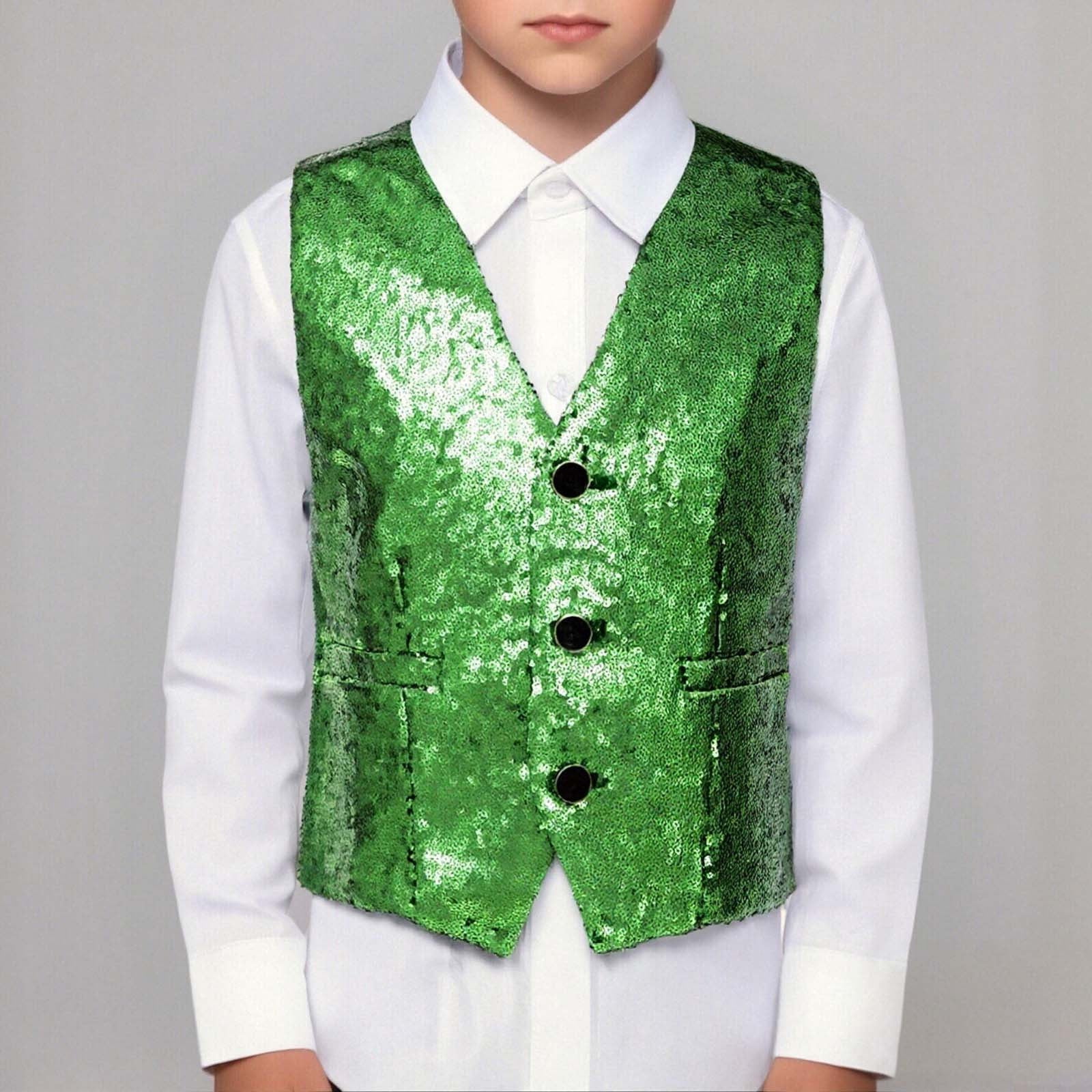 CUZIBR Boys Funny Vest Carnival Sparkling Sequins Vest V-Neck ...