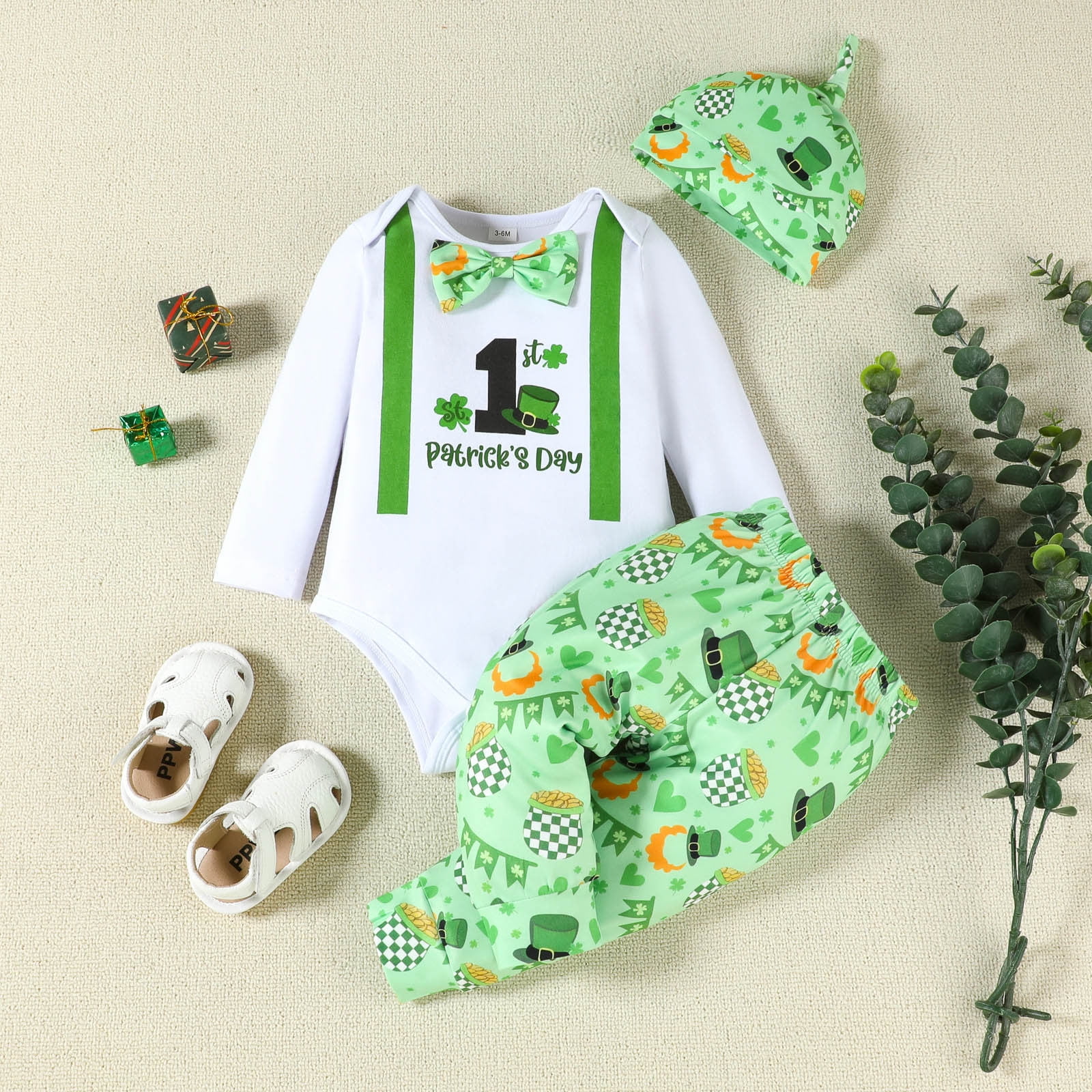 CUZIBR Boys Girls Green Clothes Set Letter Print Long Sleeve Onsize ...